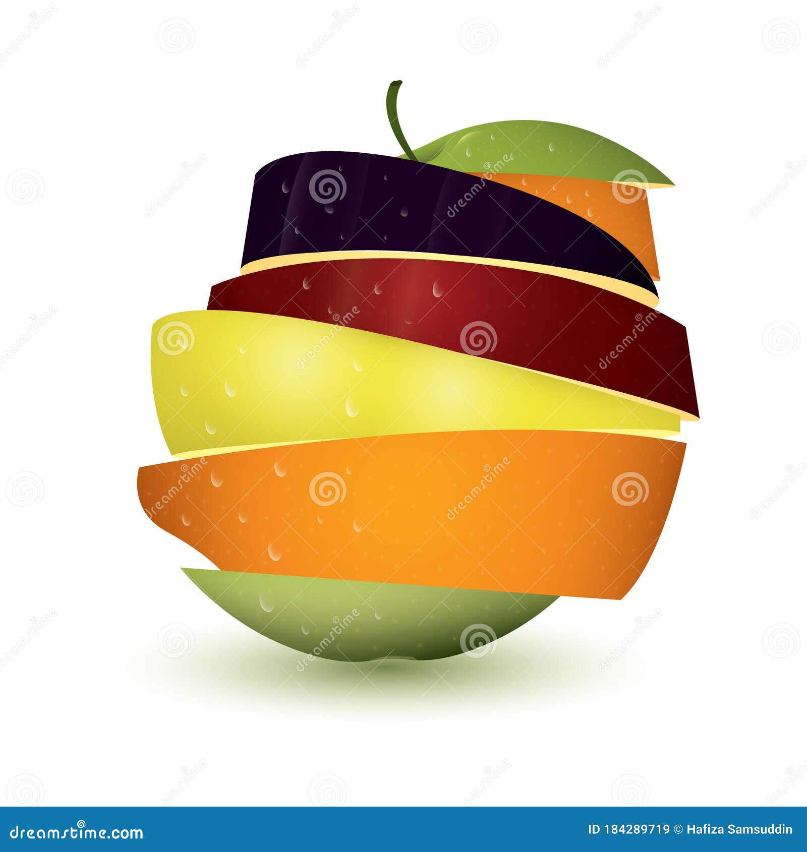 Mixed Fruit in Slices. Vector Illustration Decorative Background Design ...