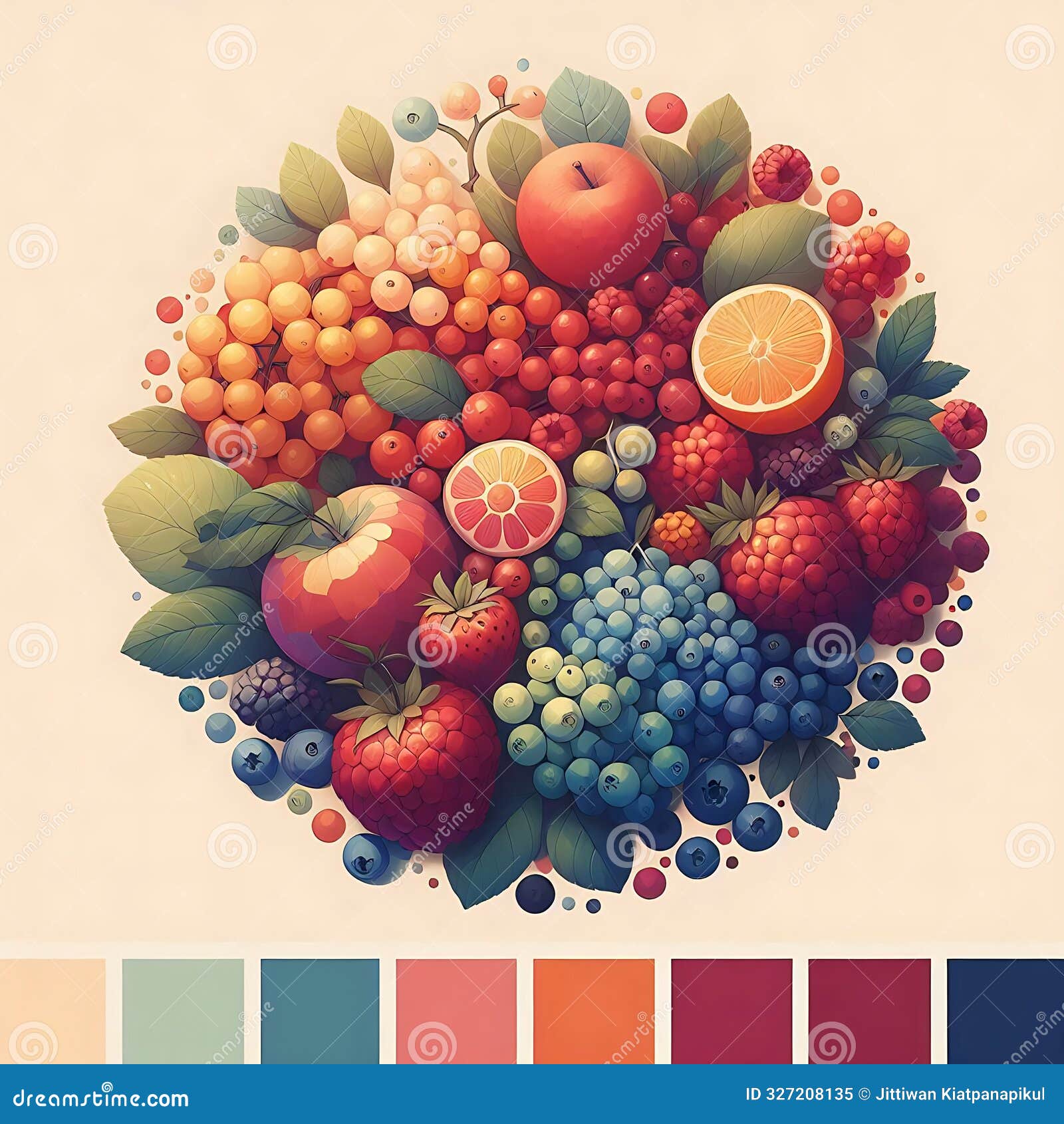 Mixed Fruits Color Palette, Abstract Color Template Stock Illustration ...