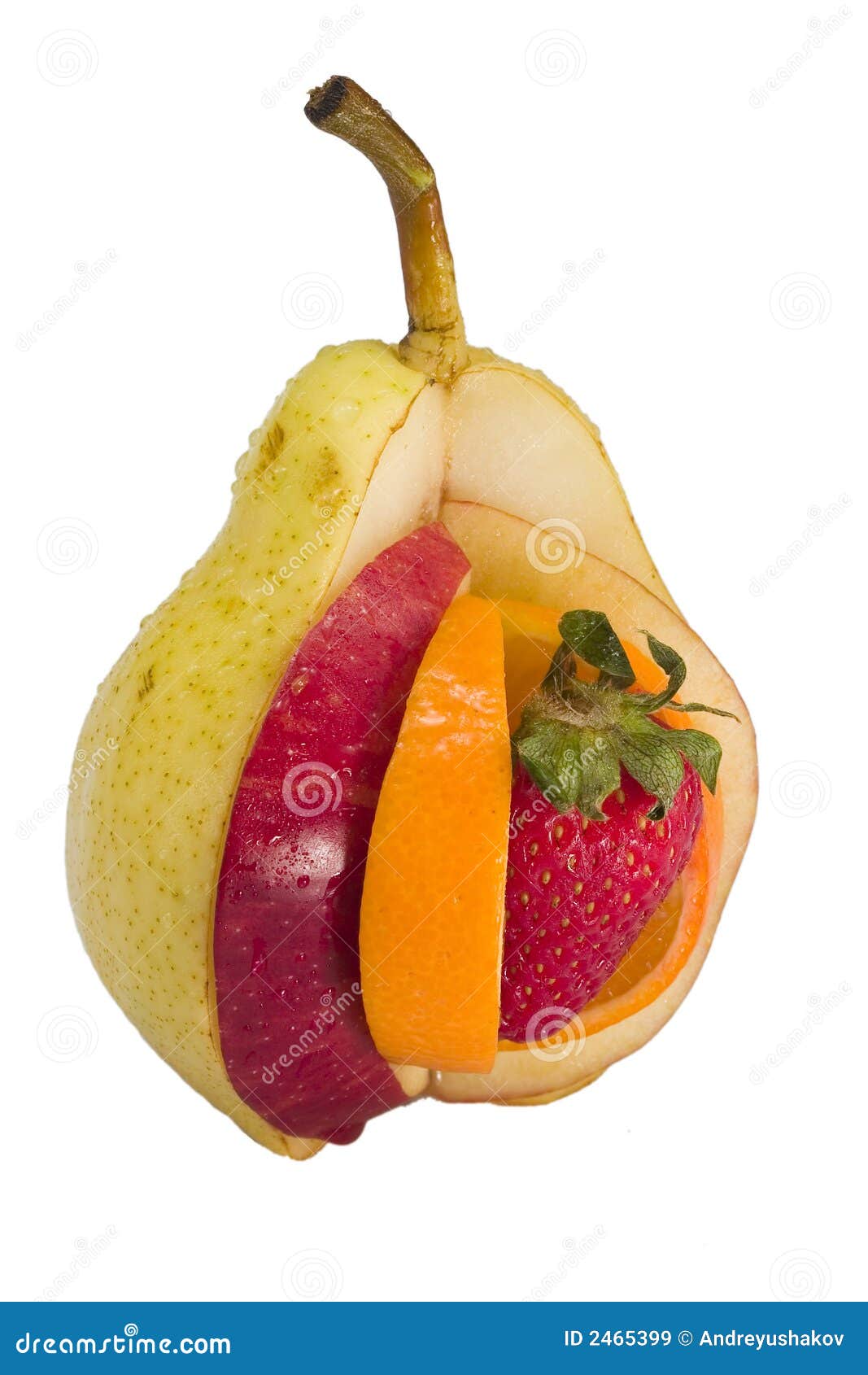 Mixed fruits into pear stock image. Image of juicy, delicious - 2465399