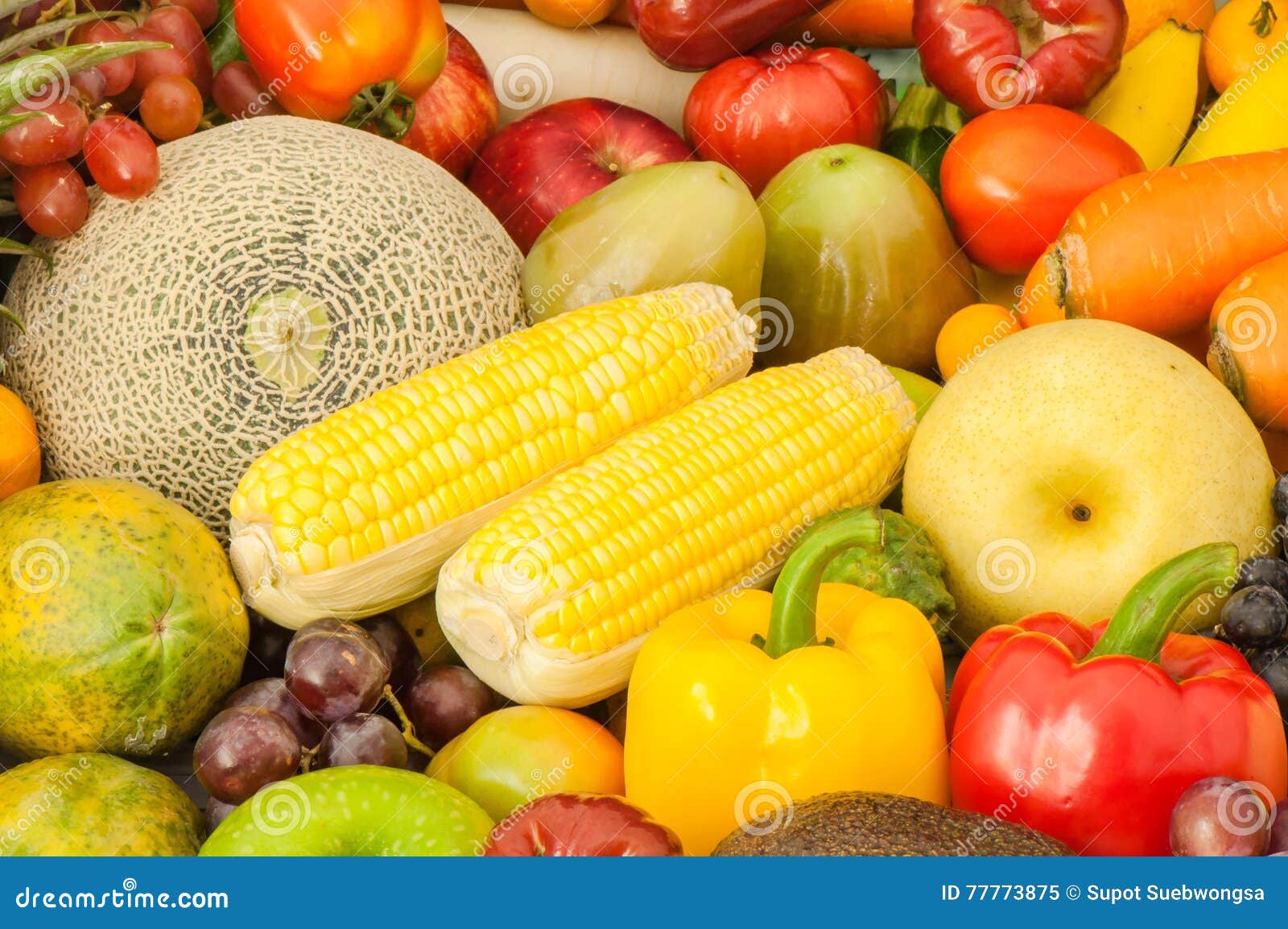 Mixed Fruits and Vegetables Stock Image - Image of tomato, grape: 77773875