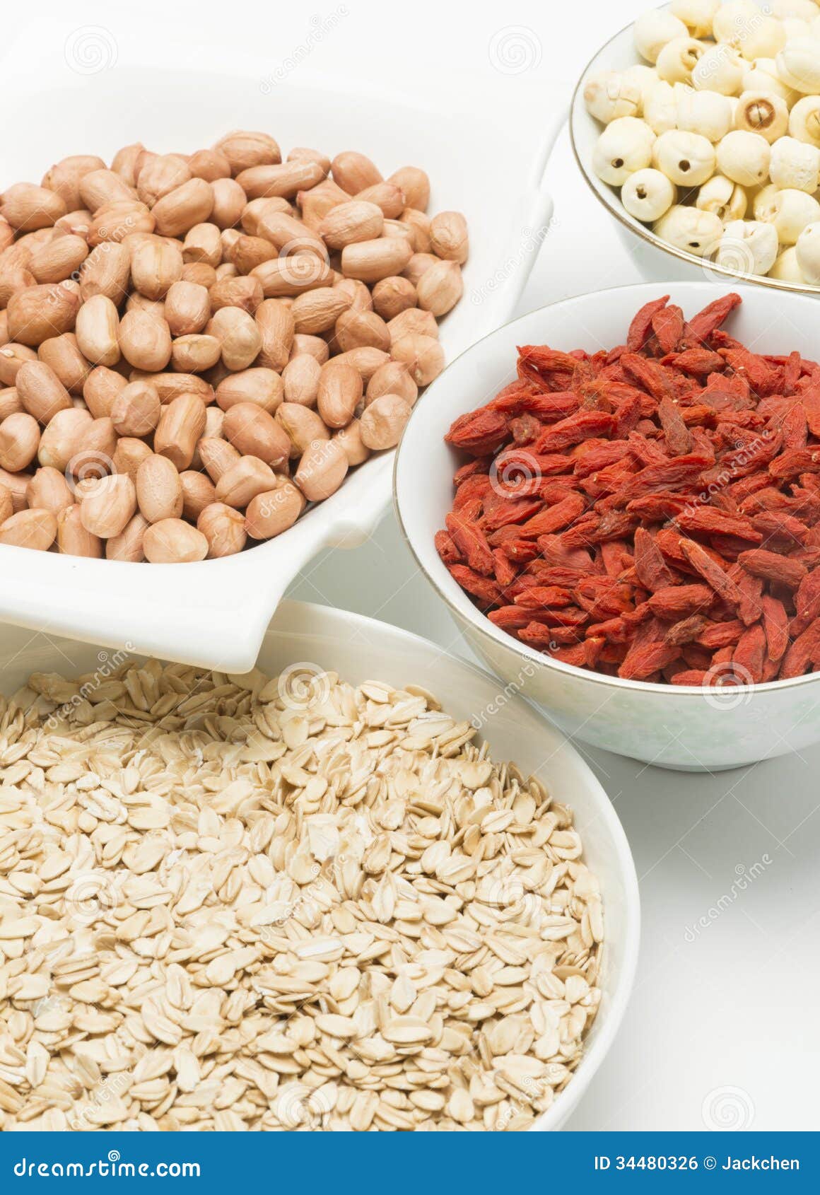 Mixed grains in bowls stock photo. Image of dish, bowl - 34480326