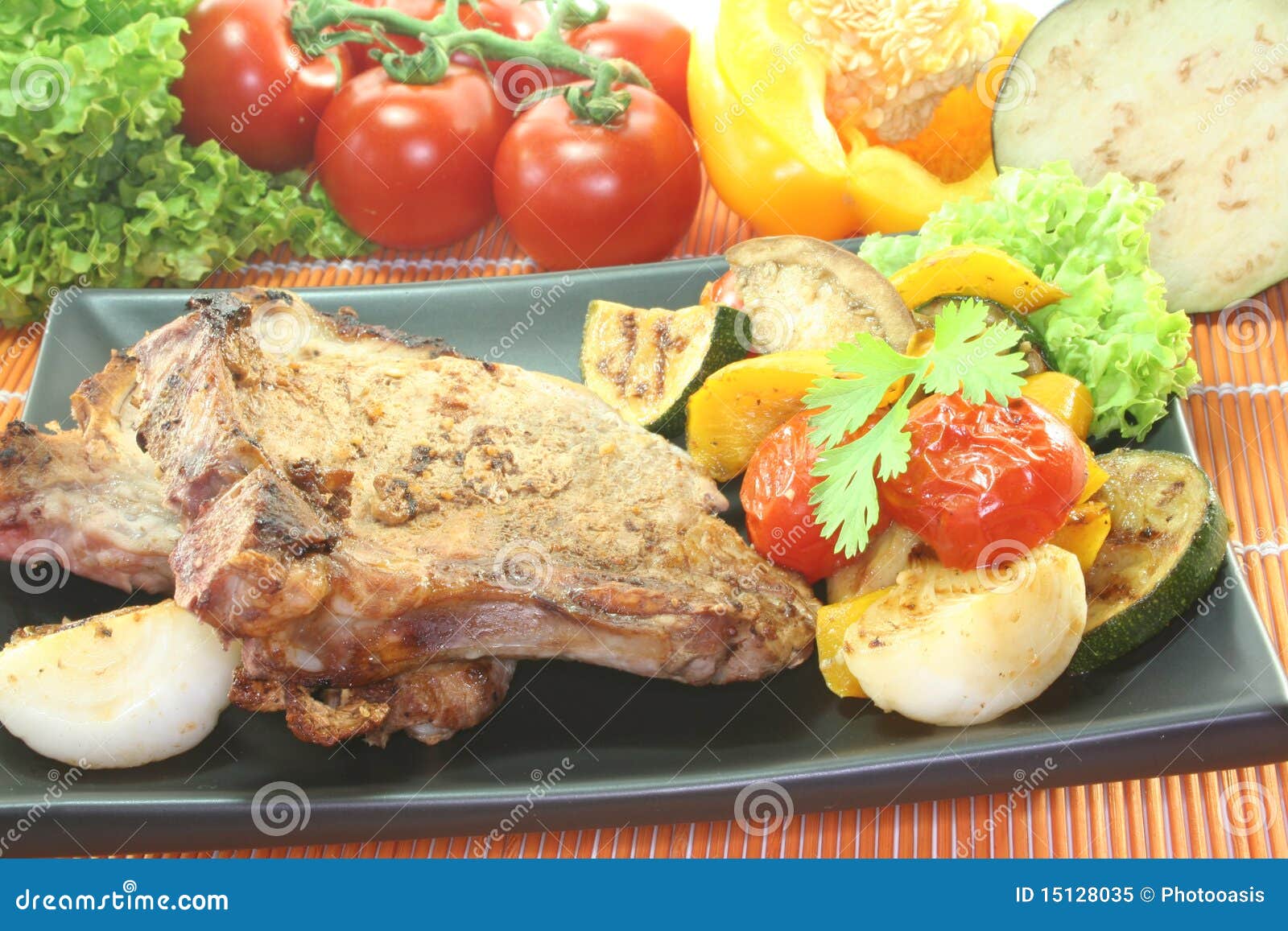Mixed grill stock image. Image of ribs, tomato, pork - 15128035