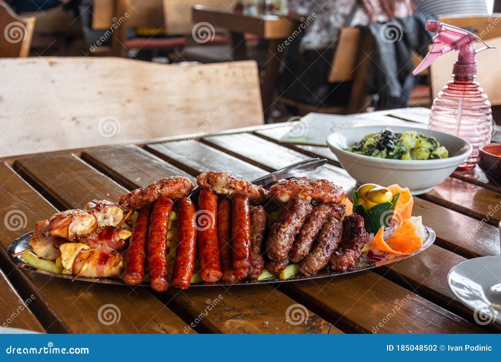 Mixed Grill on Large Plate. Stock Photo - Image of breakfast, steak ...