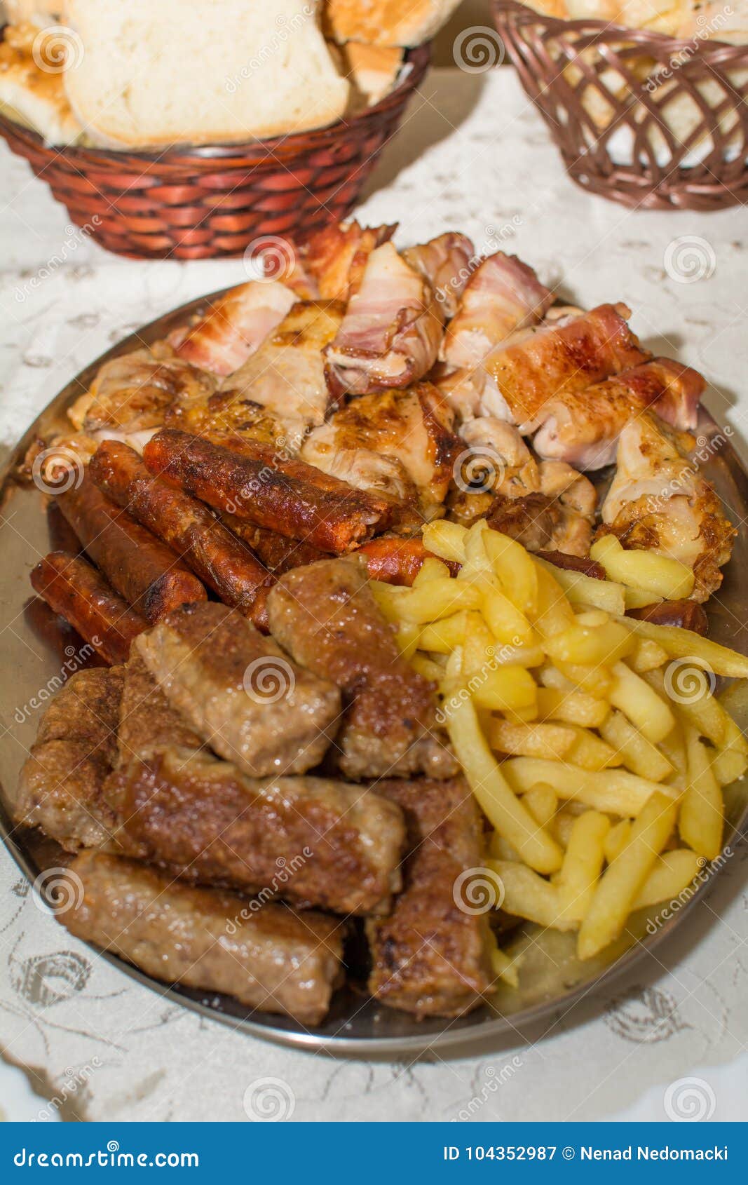 Mixed grill on plate stock image. Image of crunchy, fried - 104352987