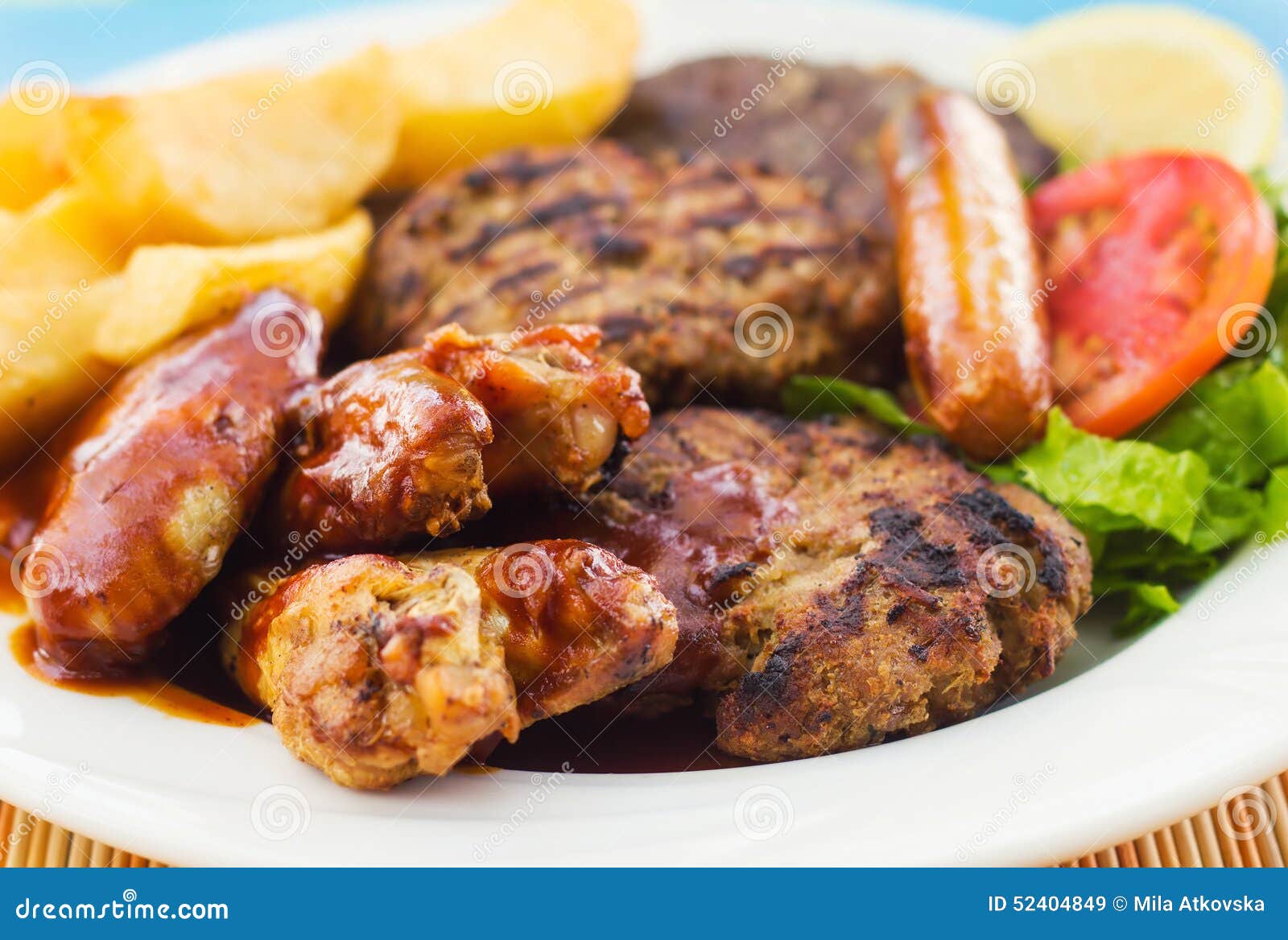 Mixed grill on a plate stock image. Image of lamb, delicious - 52404849