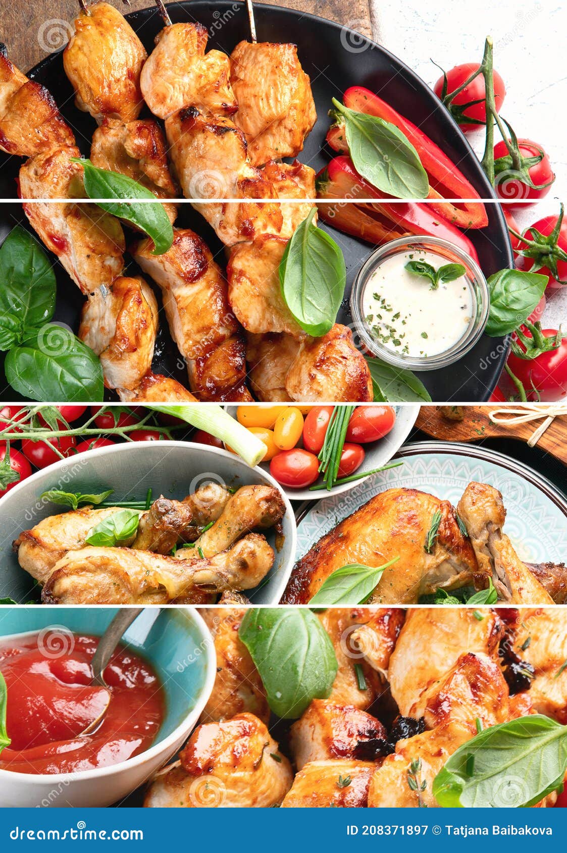 Mixed Grilled Chicken Collage Stock Image - Image of cooking, skewer ...