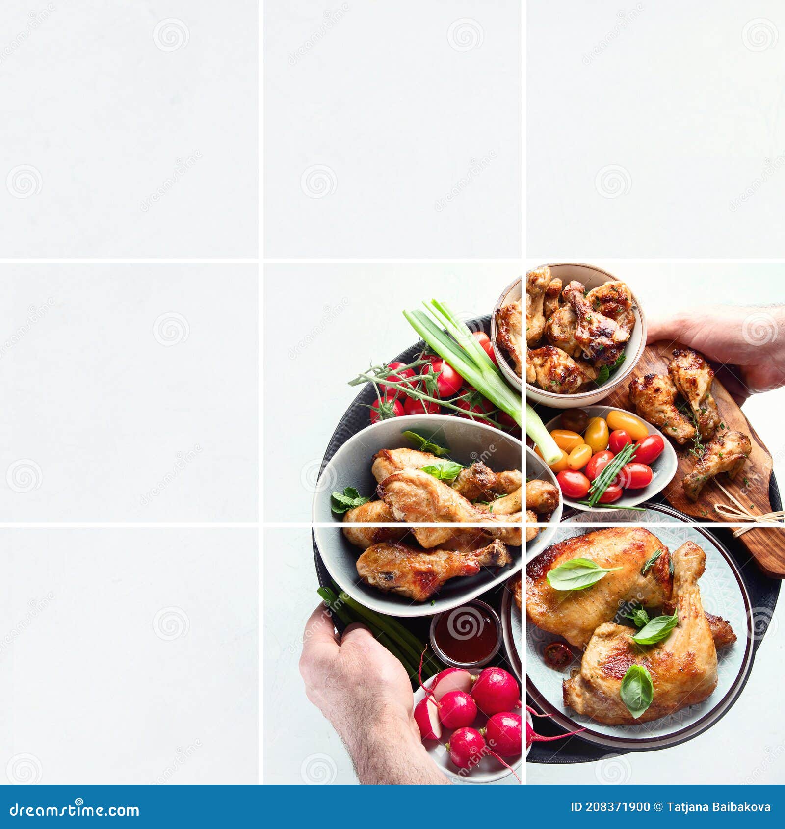 Mixed Grilled Chicken Collage Stock Photo - Image of metal, pork: 208371900