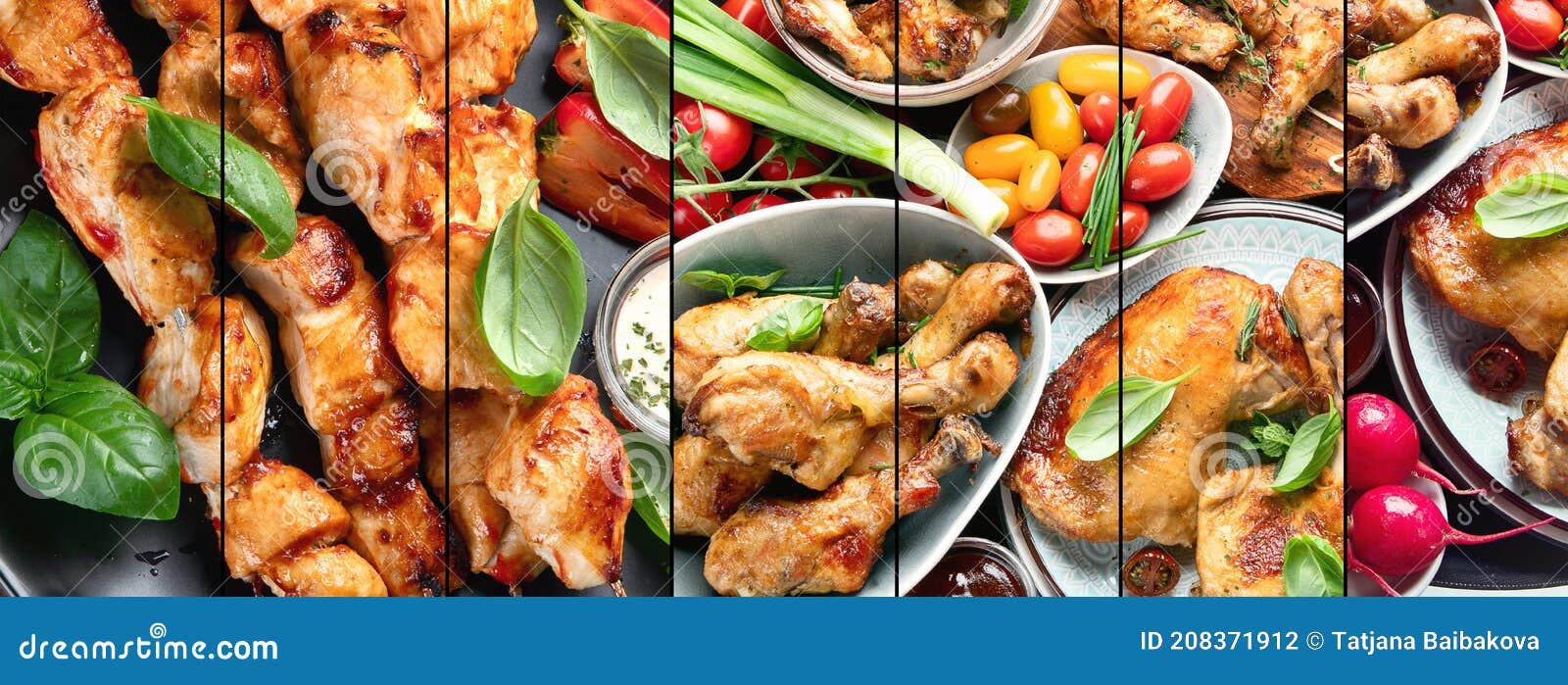 Mixed Grilled Chicken Collage Stock Photo - Image of overhead, healthy ...