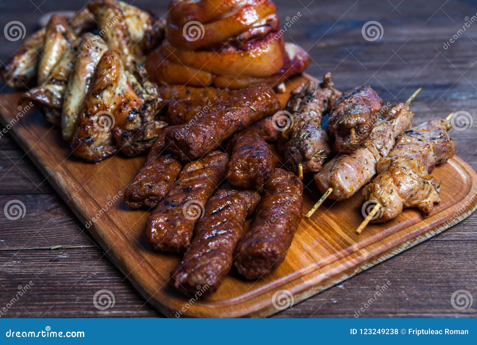Mixed Grilled Meat Platter. Assorted Delicious Grilled Meat Stock Photo ...