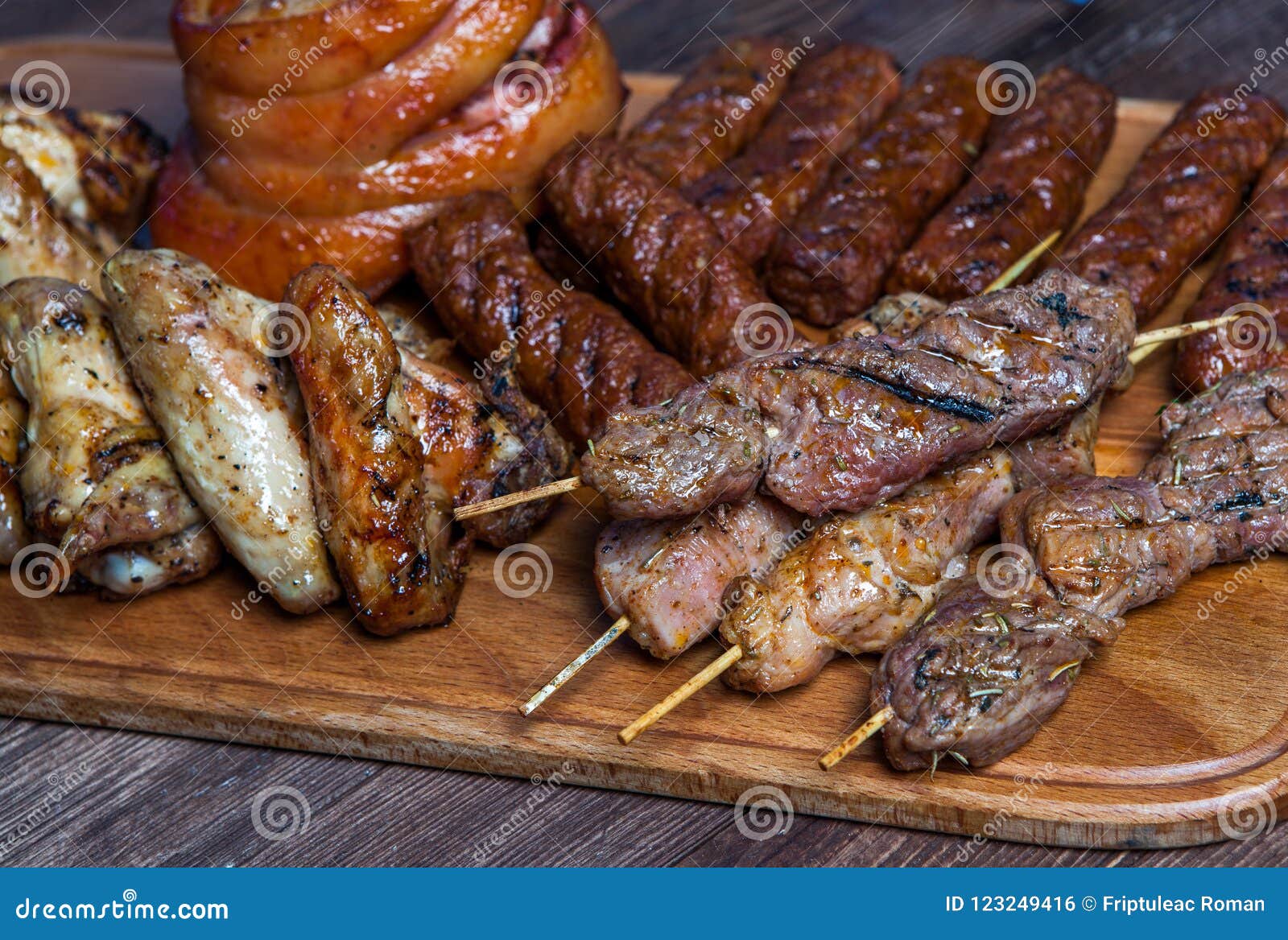 Mixed Grilled Meat Platter. Assorted Delicious Grilled Meat Stock Photo ...