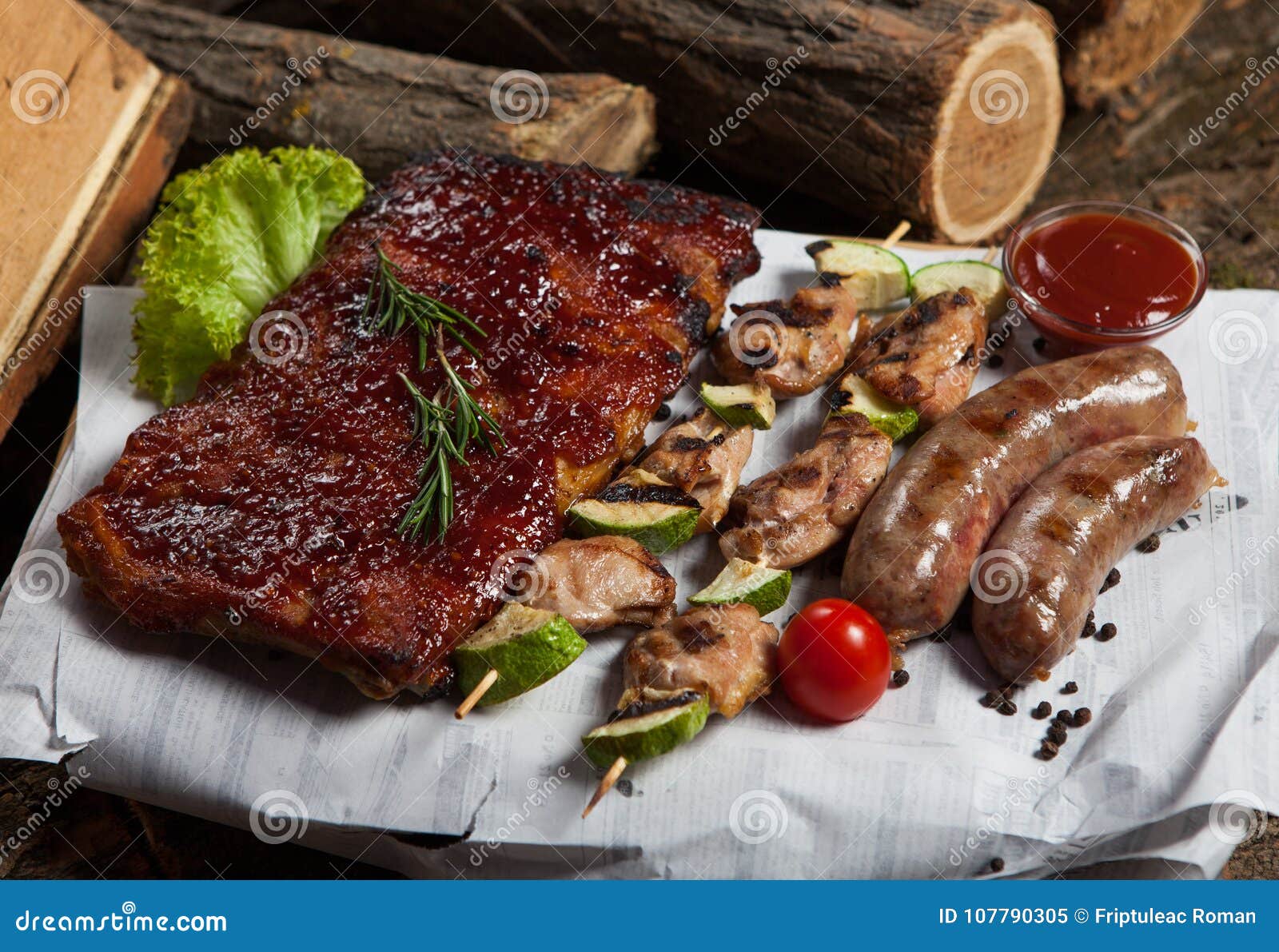 Mixed Grilled Meat Platter. Assorted Delicious Grilled Meat with ...