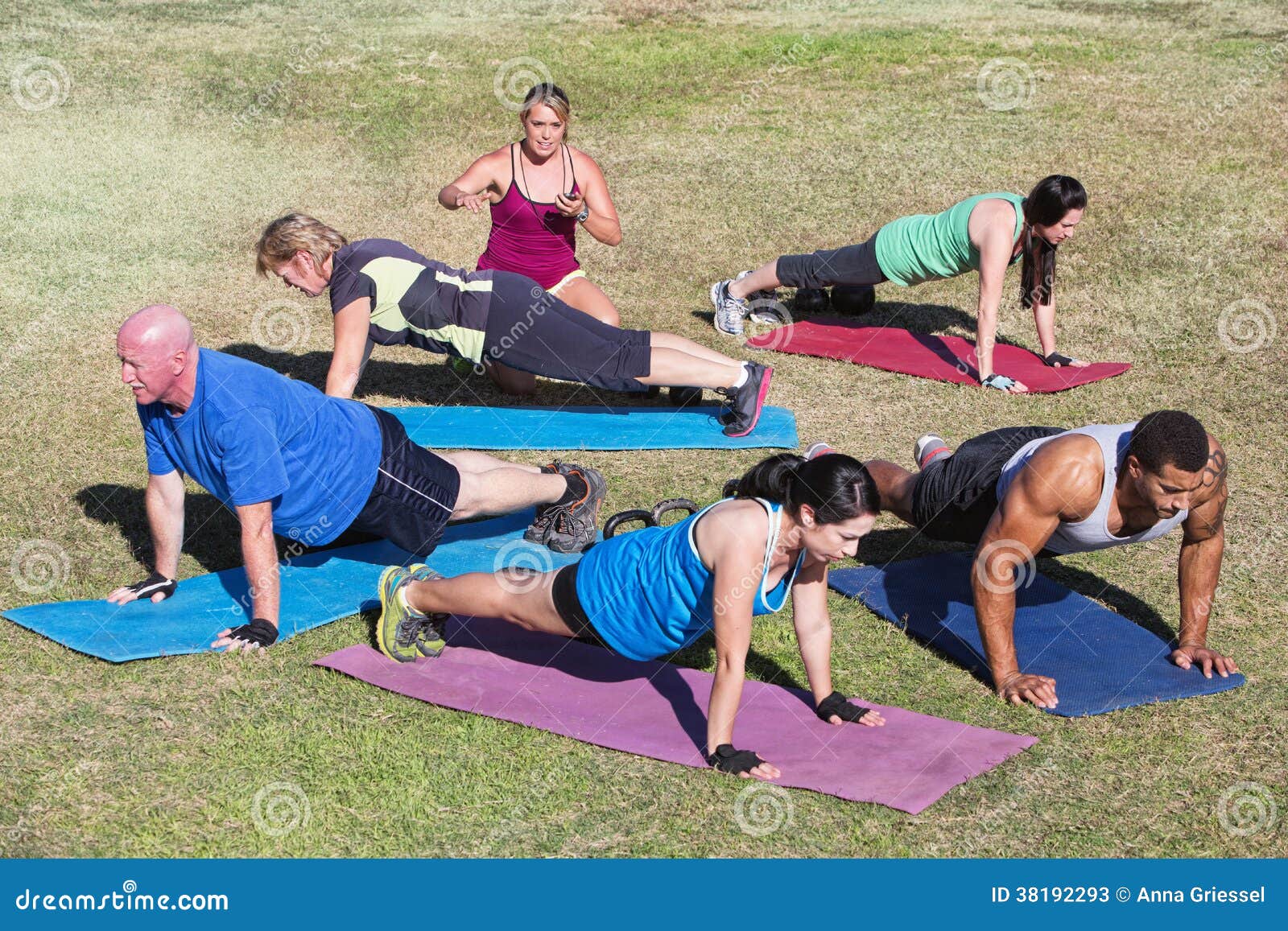 Mixed Group Exercising Outdoors Stock Image - Image of diverse, camp ...