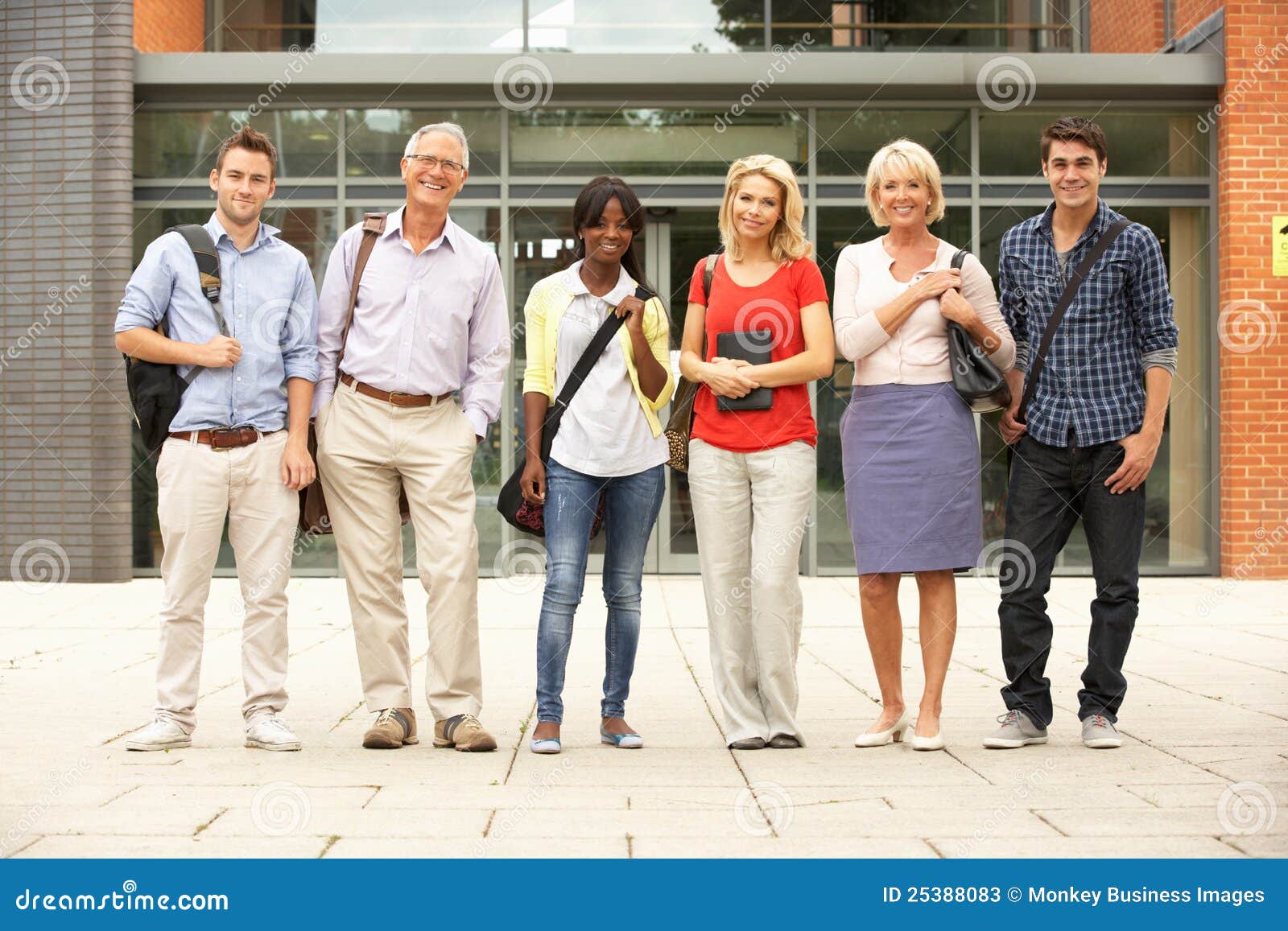 Mixed Group of Students Outside College Stock Image - Image of length ...