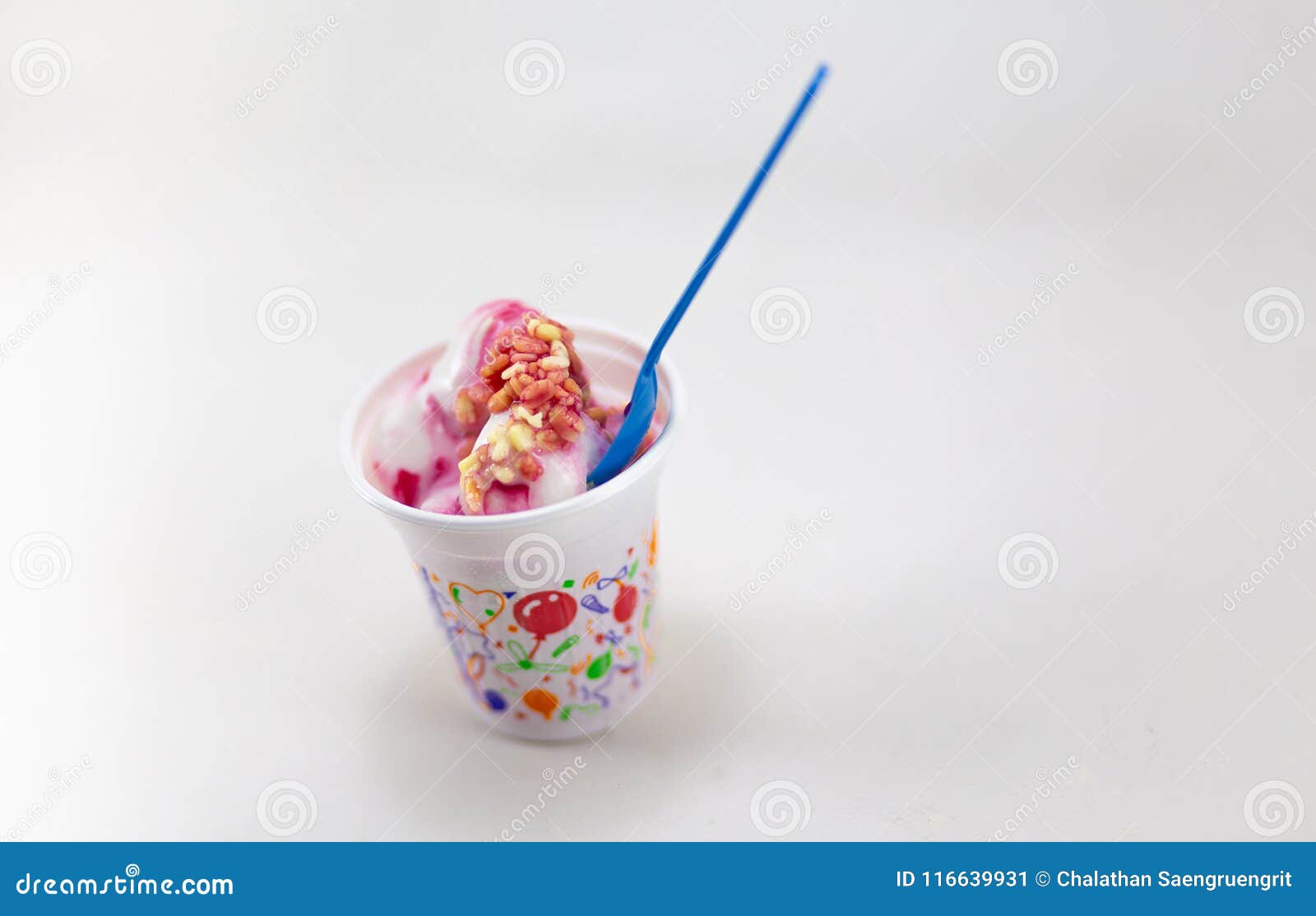 Mixed Ice Cream in Sundae Cup on White Background Stock Image - Image ...