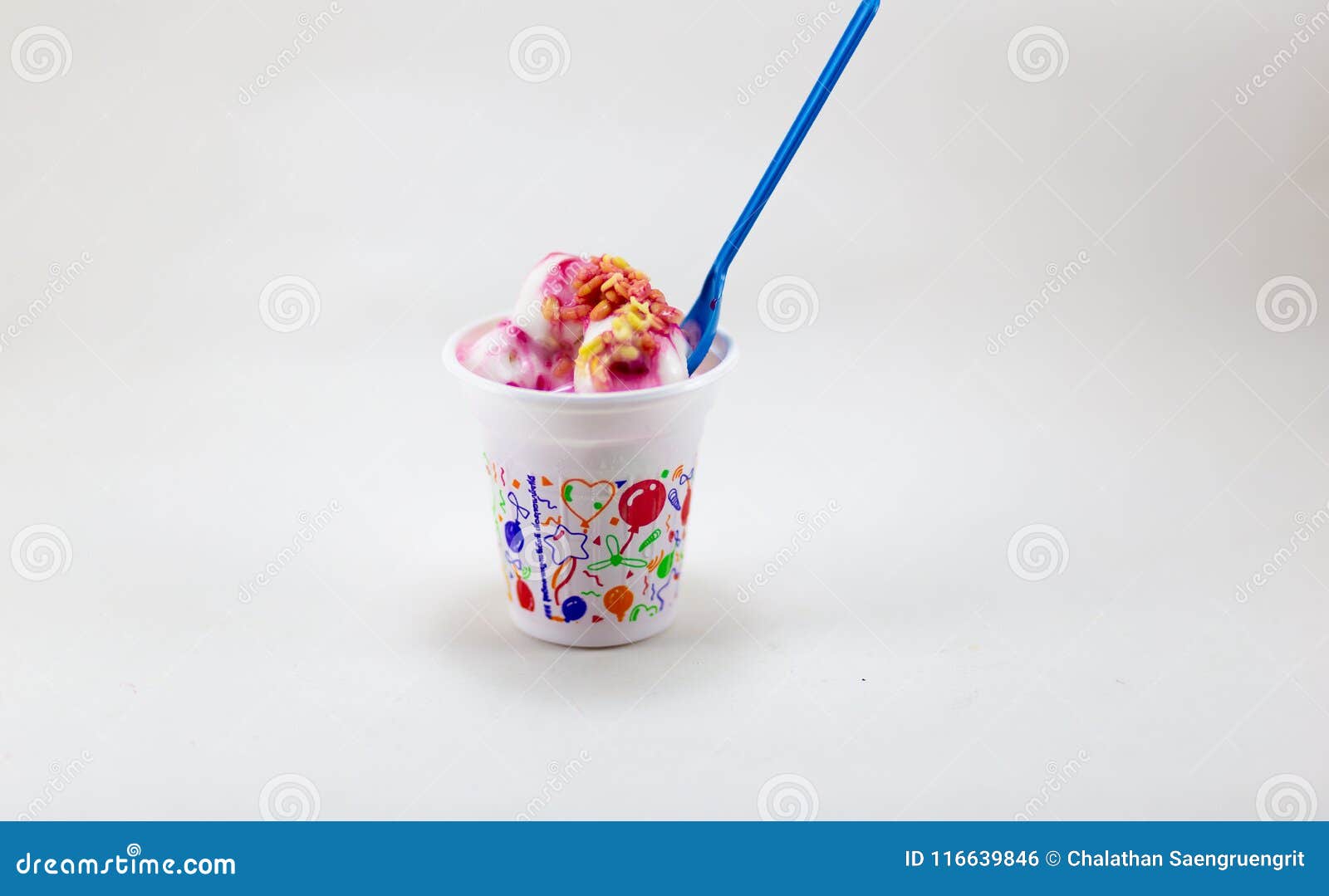 Mixed Ice Cream in Sundae Cup on White Background Stock Photo - Image ...