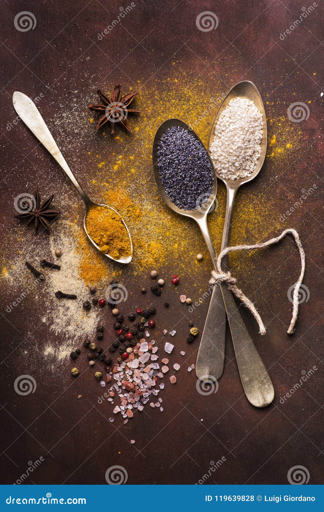 Mixed Aromas and Colored Spices Stock Photo - Image of natural, salt ...