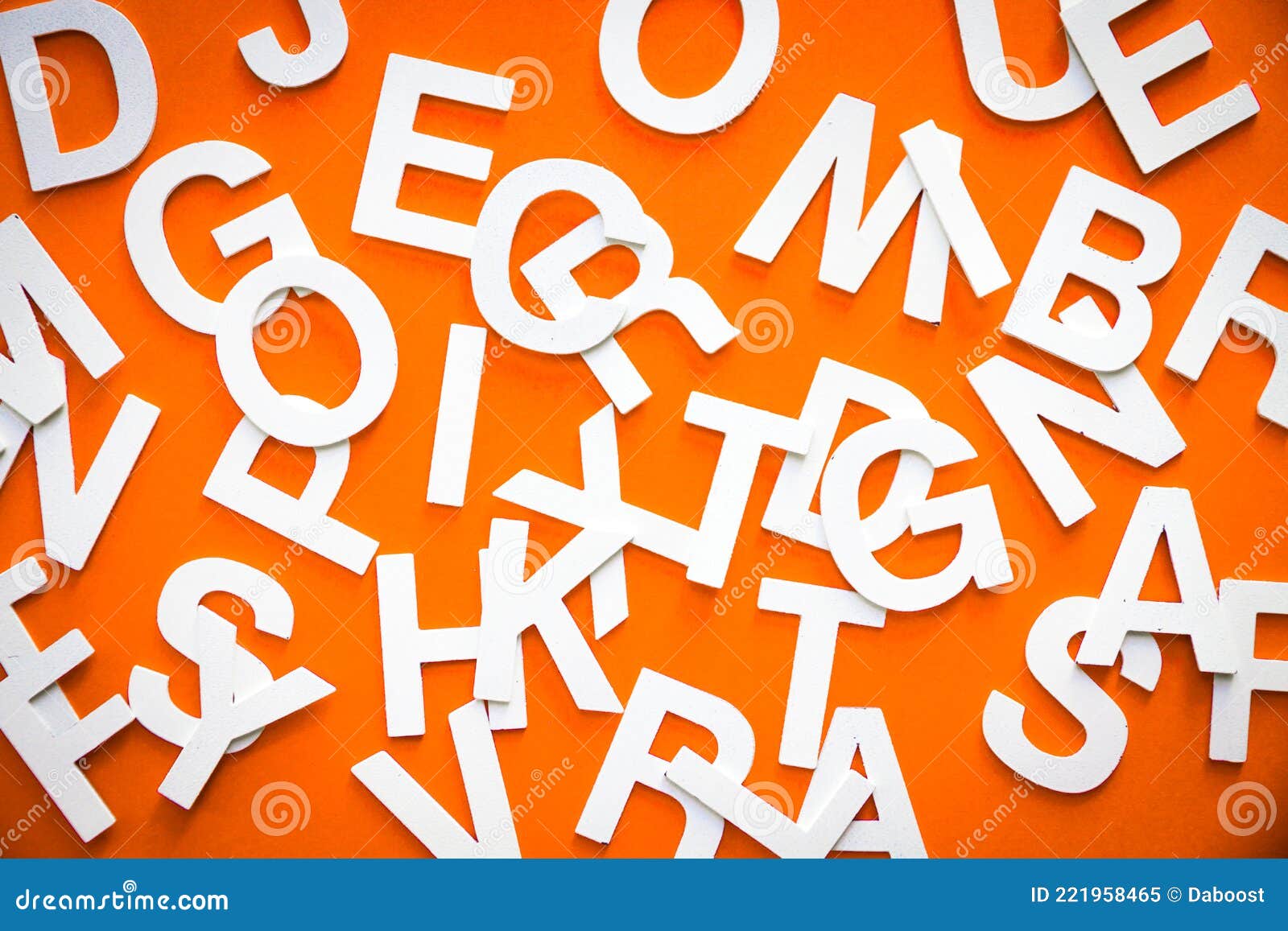 Mixed Letters Pile Top View Photo. Orange Background | CartoonDealer ...