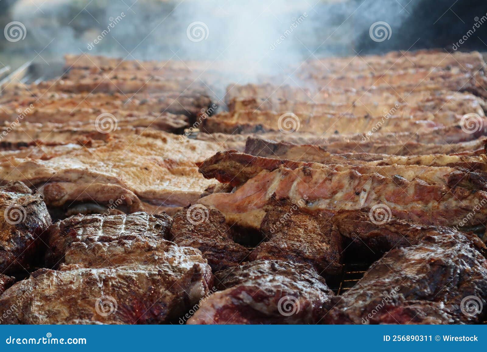 Mixed Meat in Quantity on the Grill To Cook Stock Image - Image of ...
