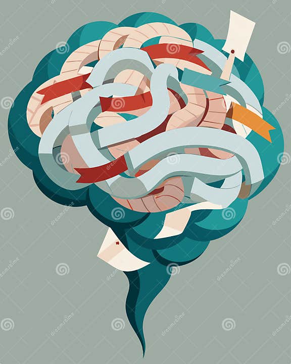 A Mixed Media Artwork of a Brain with Its Pathways Made of Twisted and ...