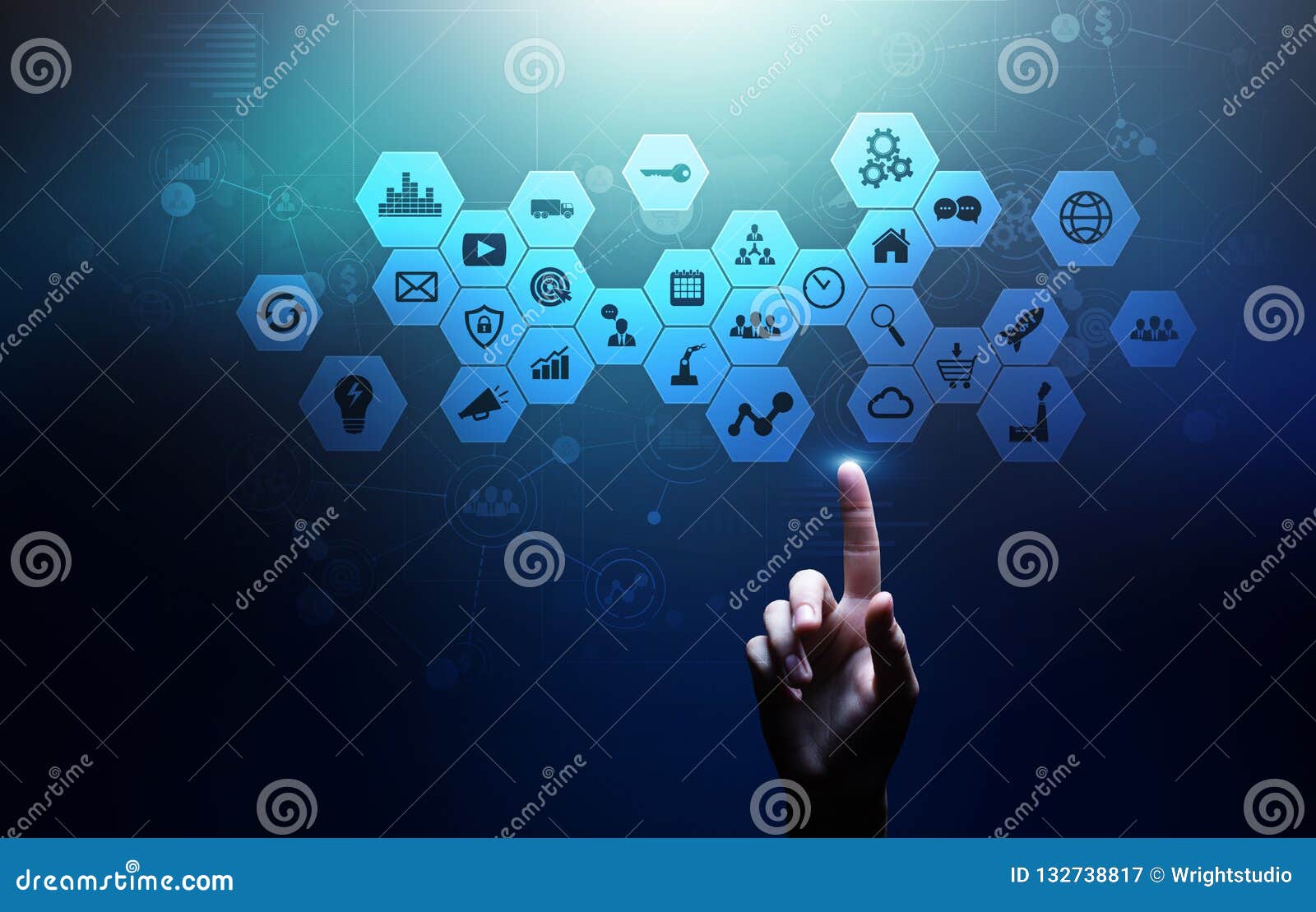 Mixed Media, Business Intelligence Icons on Virtual Screen, Analysis ...