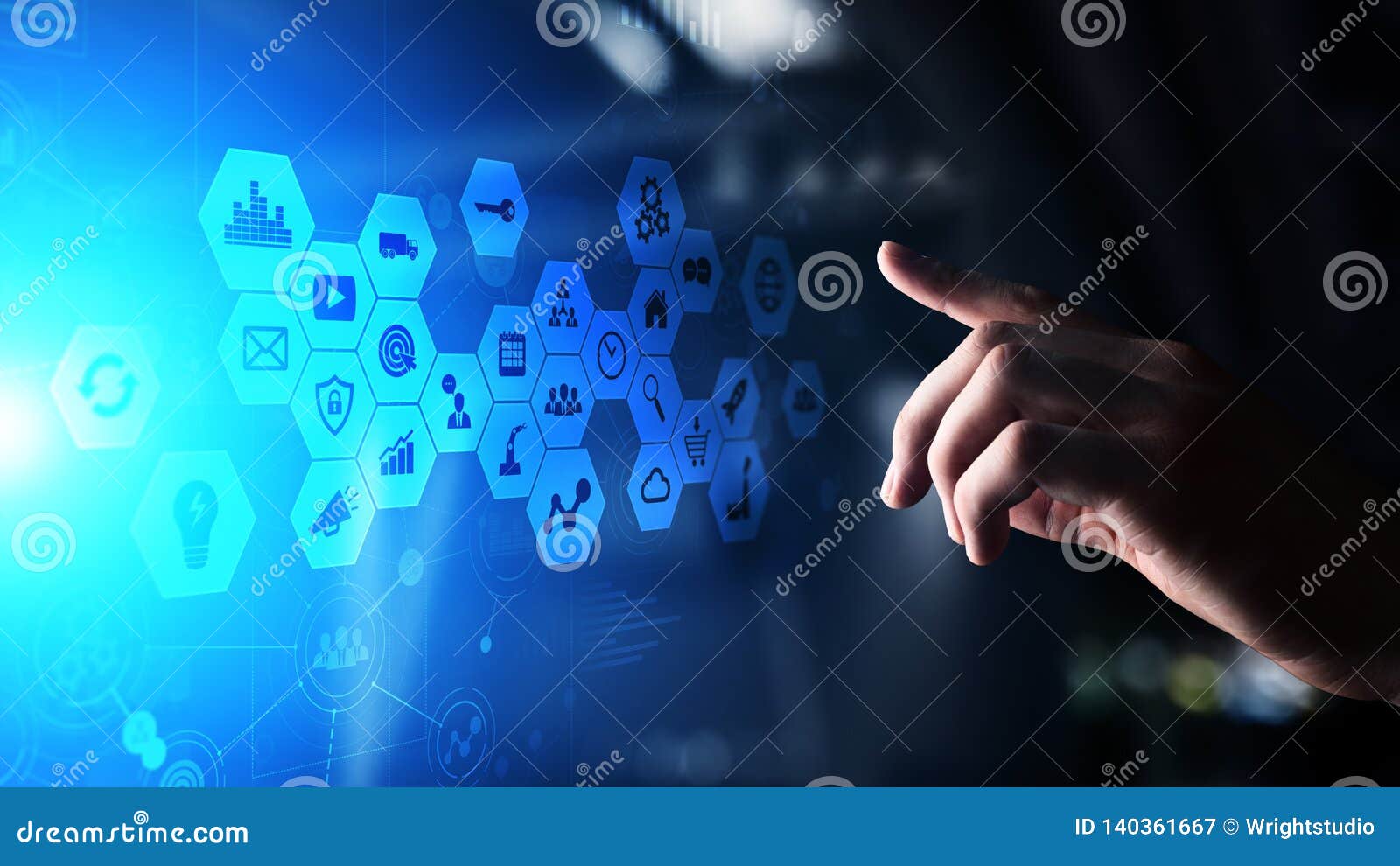 Mixed Media, Business Intelligence Icons on Virtual Screen, Analysis ...