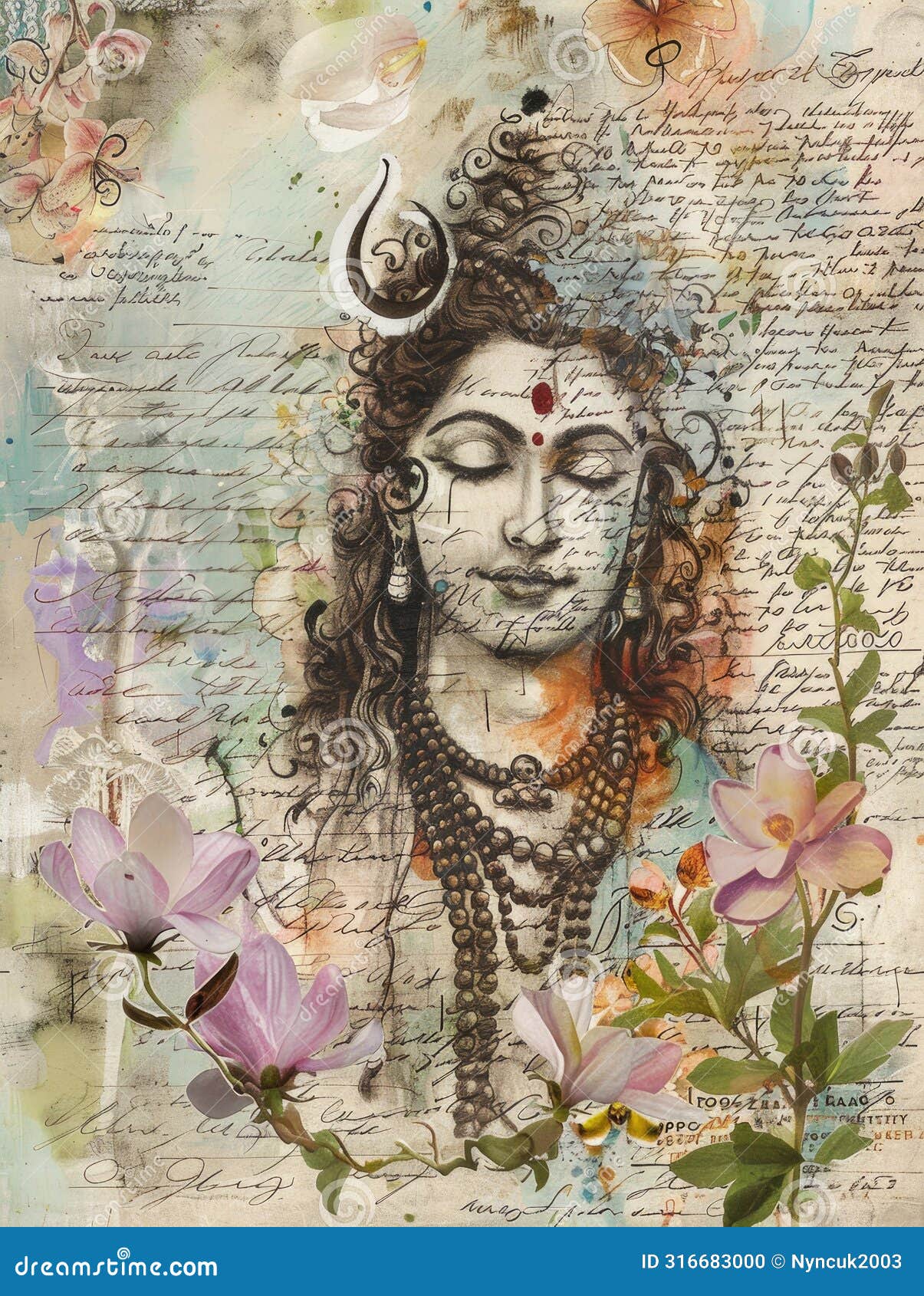Mixed Media Collage Against The Background Of Old Paper Vintage Style