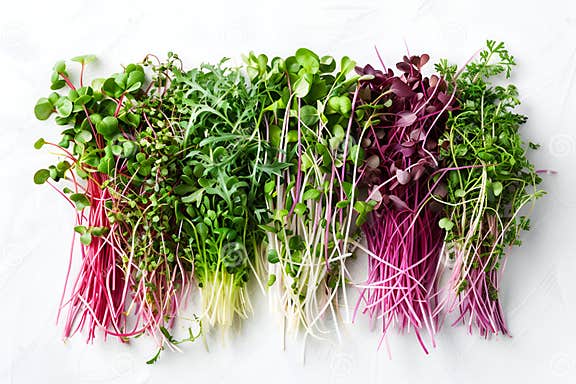 Mixed Microgreens on a White White Background Top View. Delivery of ...