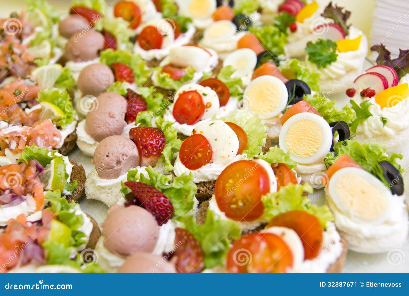 Mixed mini canapes stock image. Image of prepared, meat - 32887671