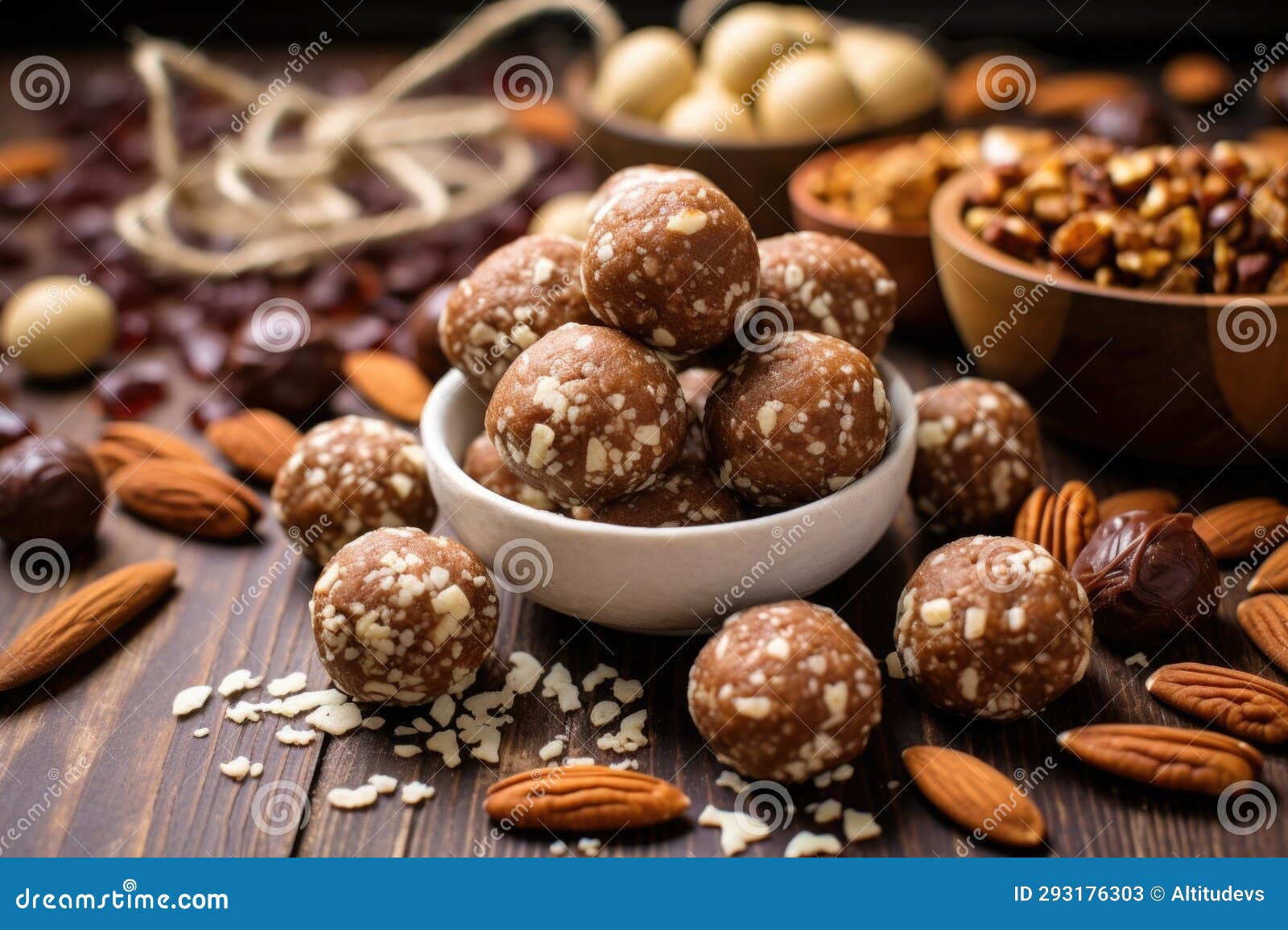 Mixed Nut Balls Surrounded by Raw Nuts Stock Image - Image of ...