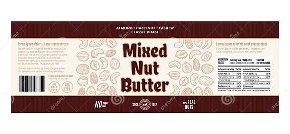 Mixed Nut Butter Label and Packaging Design Template Stock Illustration ... Mixed Nut Butter Label and Packaging Design Template Stock Illustration ...
