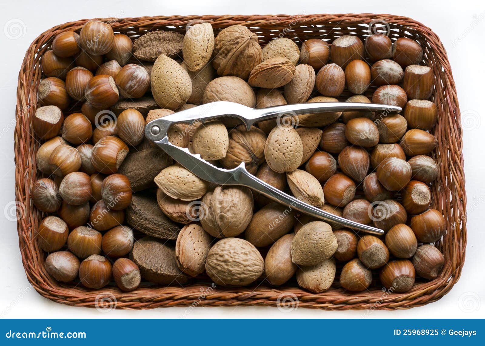 Mixed Nuts in a Basket Horizontal Stock Image - Image of walnuts ...