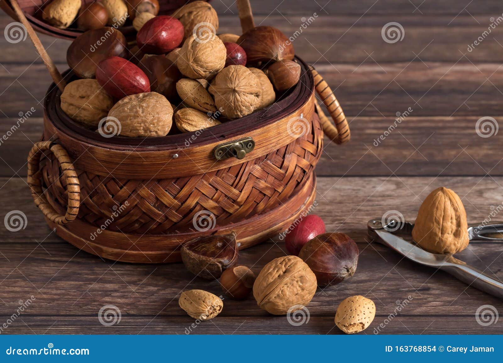 Mixed nuts with copy space stock photo. Image of natural - 163768854