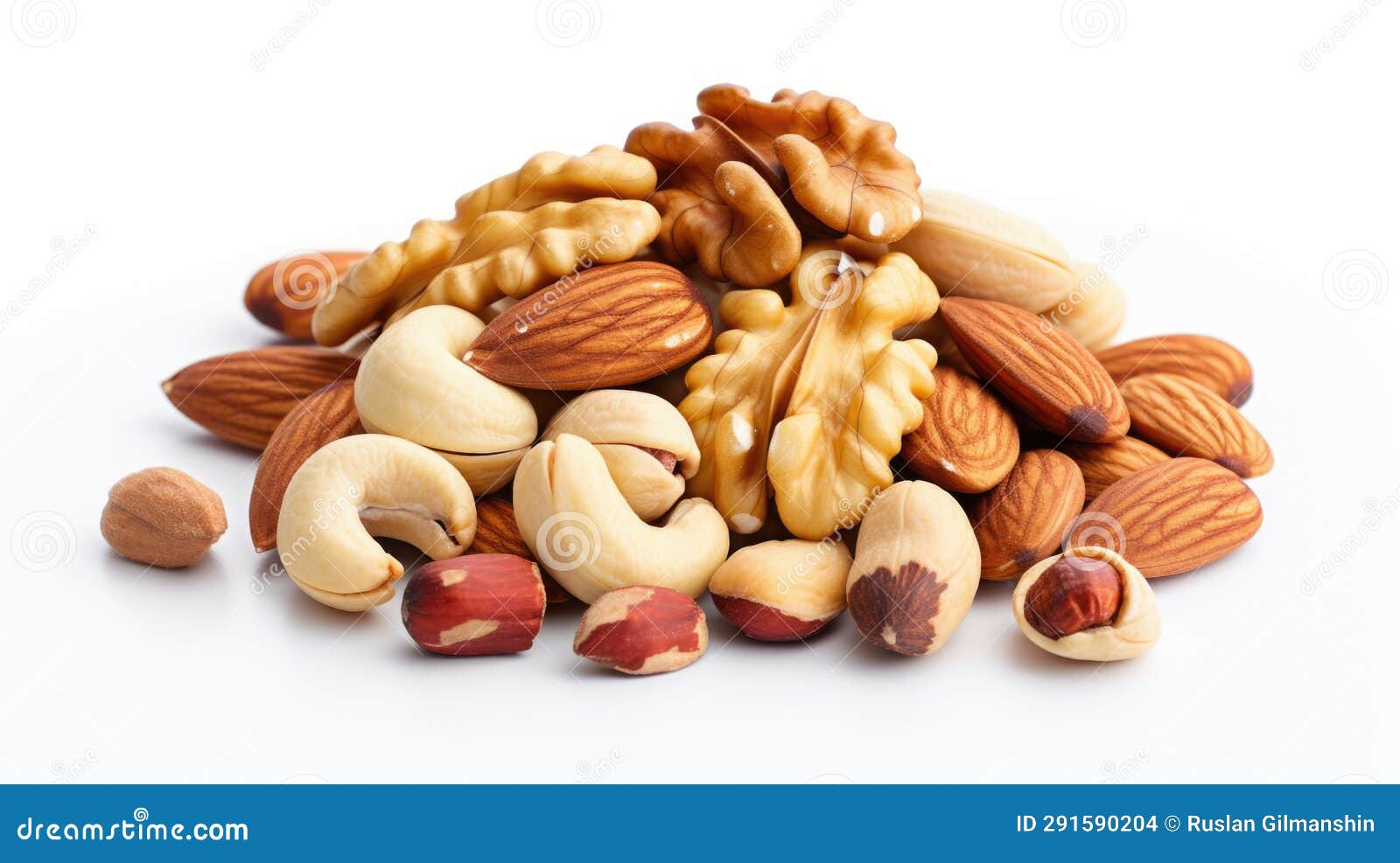 Mixed Nuts Isolated on White Background Stock Photo - Image of view ...