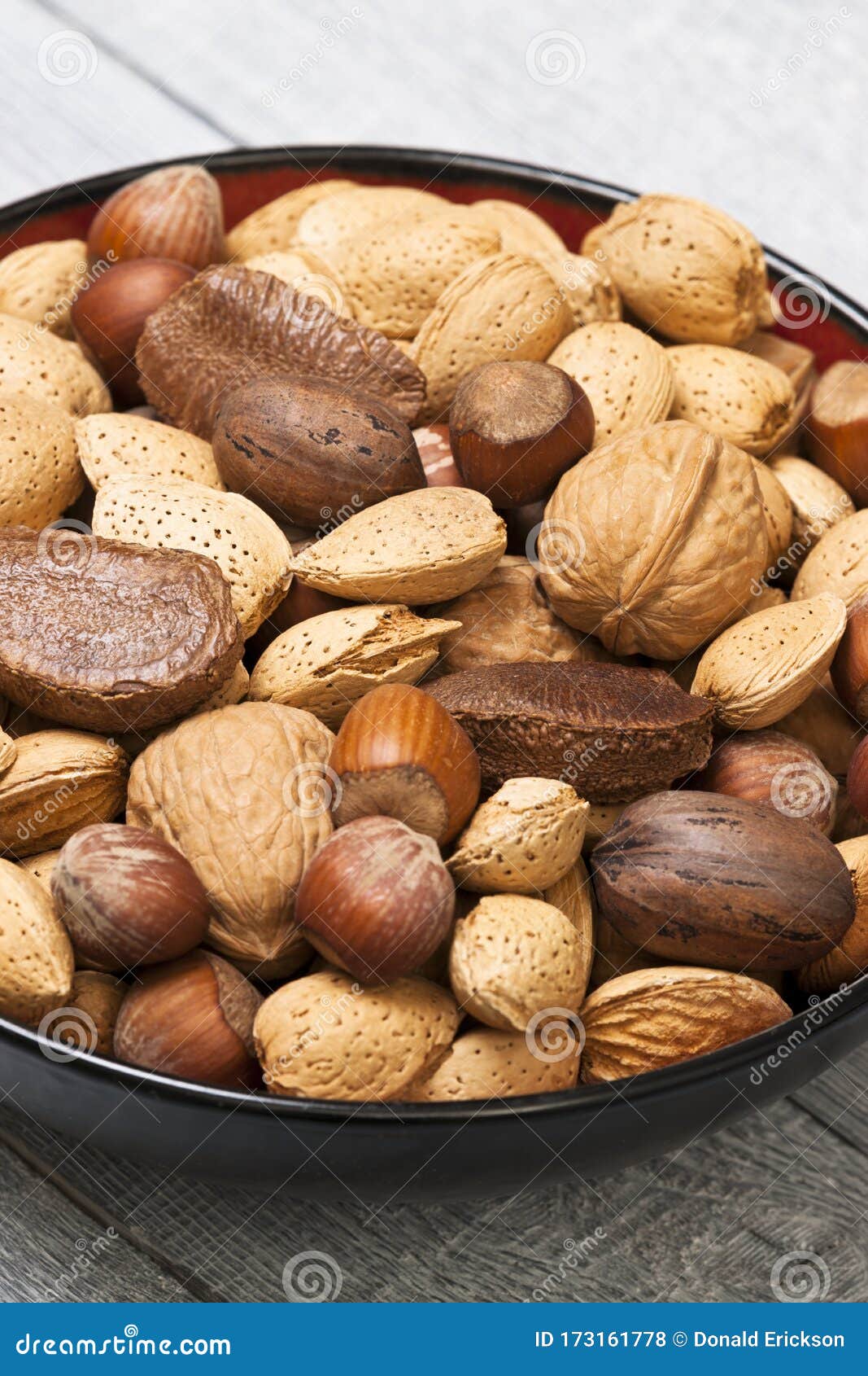Bowl of Mixed Nuts stock photo. Image of vertical, walnut - 173161778