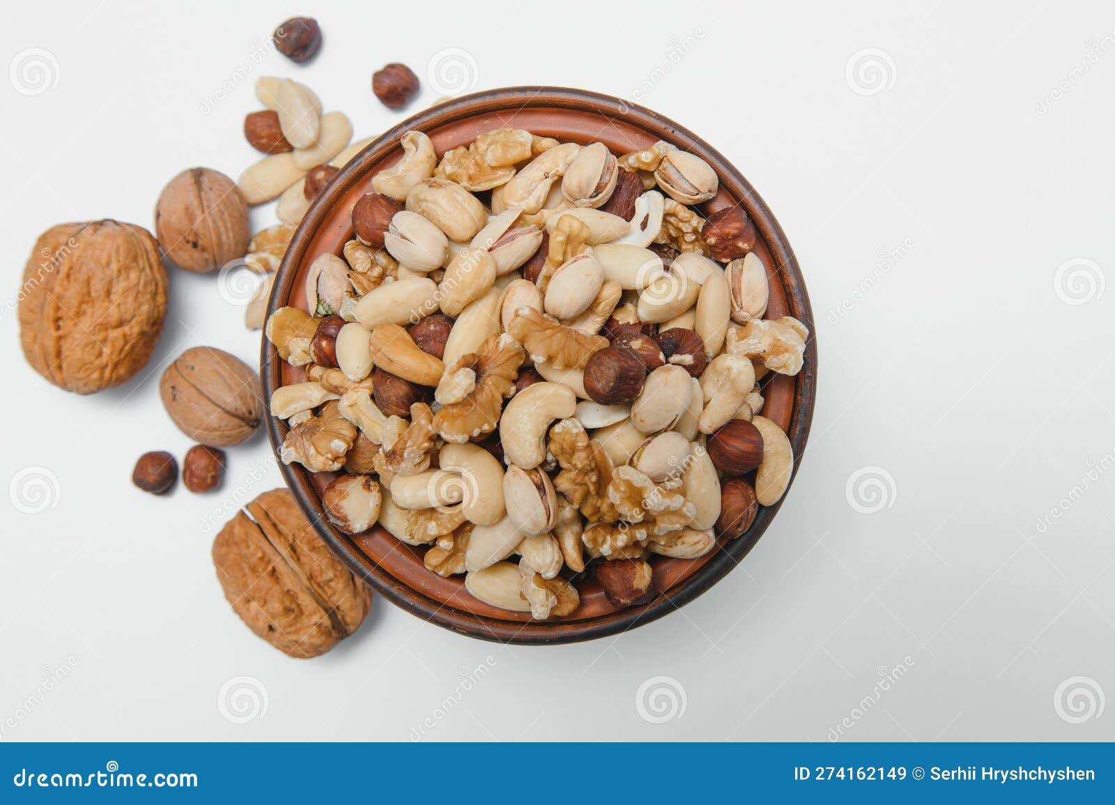 Mixed Nuts on a Plate. White Background Stock Image - Image of snack ...