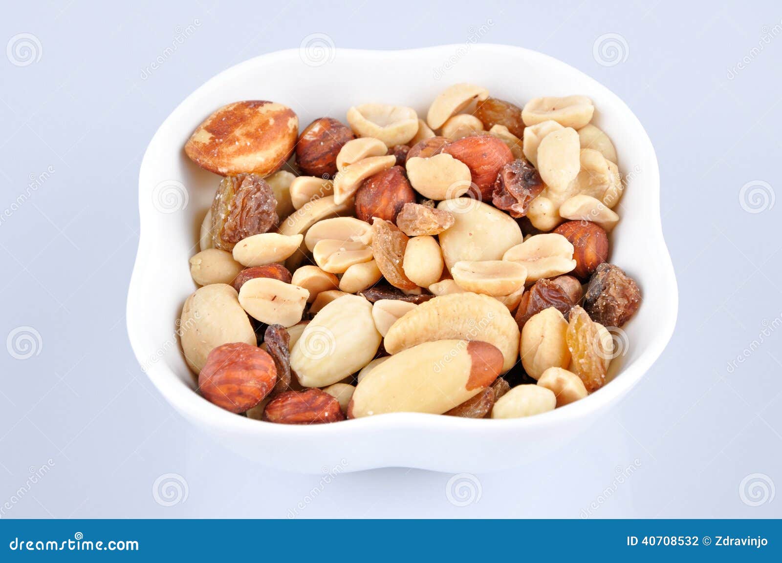 Mixed nuts in a white bowl stock photo. Image of nuts - 40708532