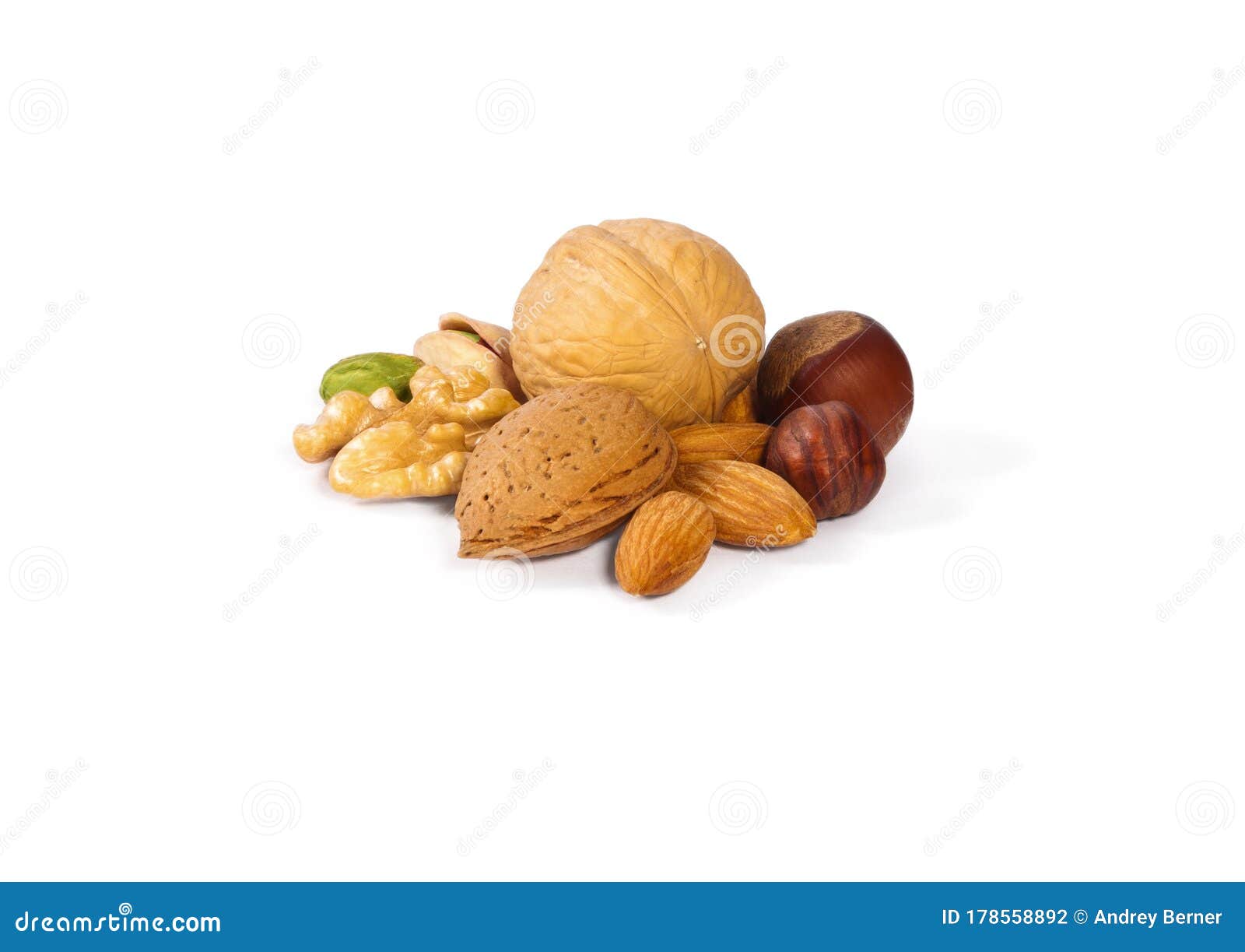 Mixed Nuts on White Background Stock Photo - Image of organic, healthy ...