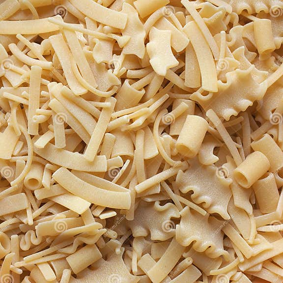 Mixed Pasta of Various Shapes Background Stock Image - Image of food ...