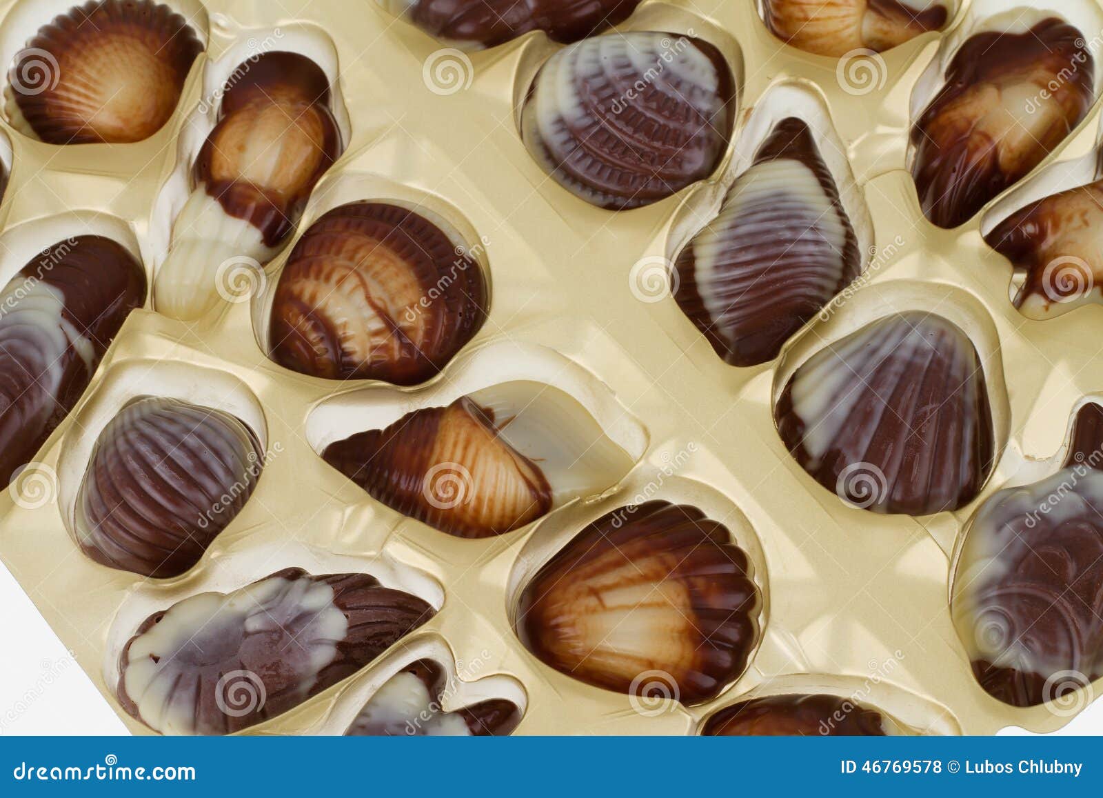 Mixed Pieces of Chocolate Seashell Candies Stock Photo - Image of ...