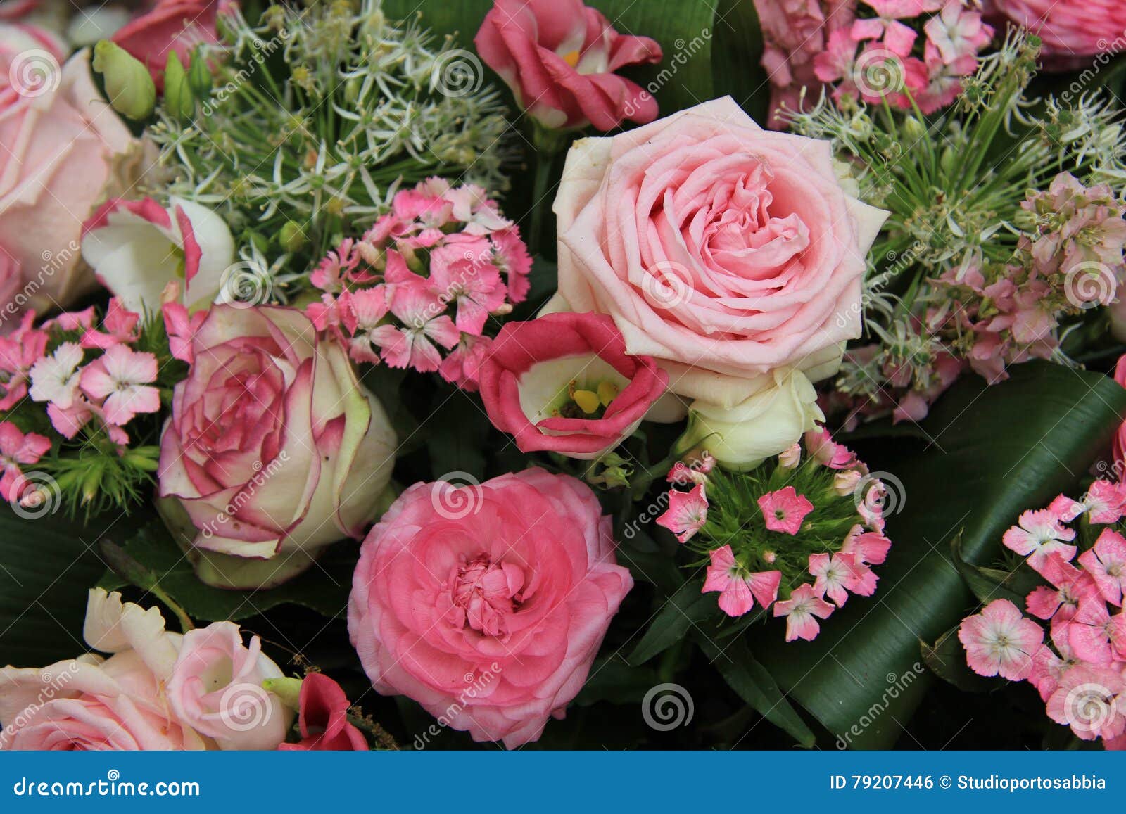 Mixed pink bridal flowers stock photo. Image of detail - 79207446