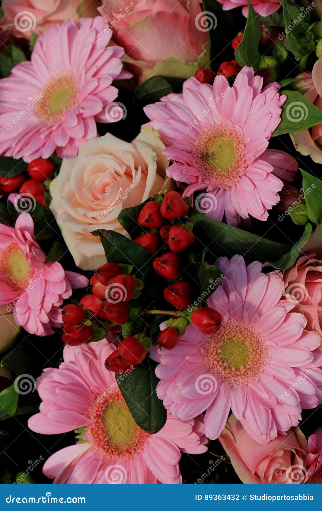 Mixed pink flowers stock photo. Image of mixed, flower - 89363432