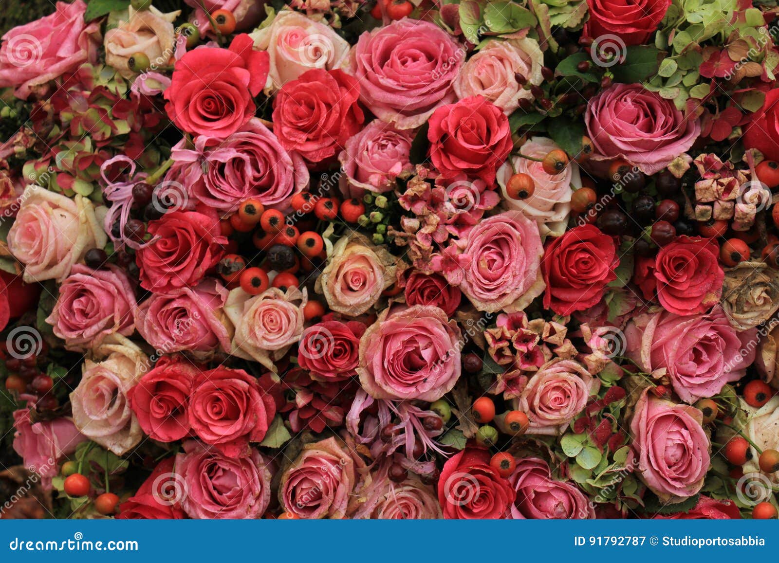 Mixed pink roses stock image. Image of centerpiece, arrangement - 91792787