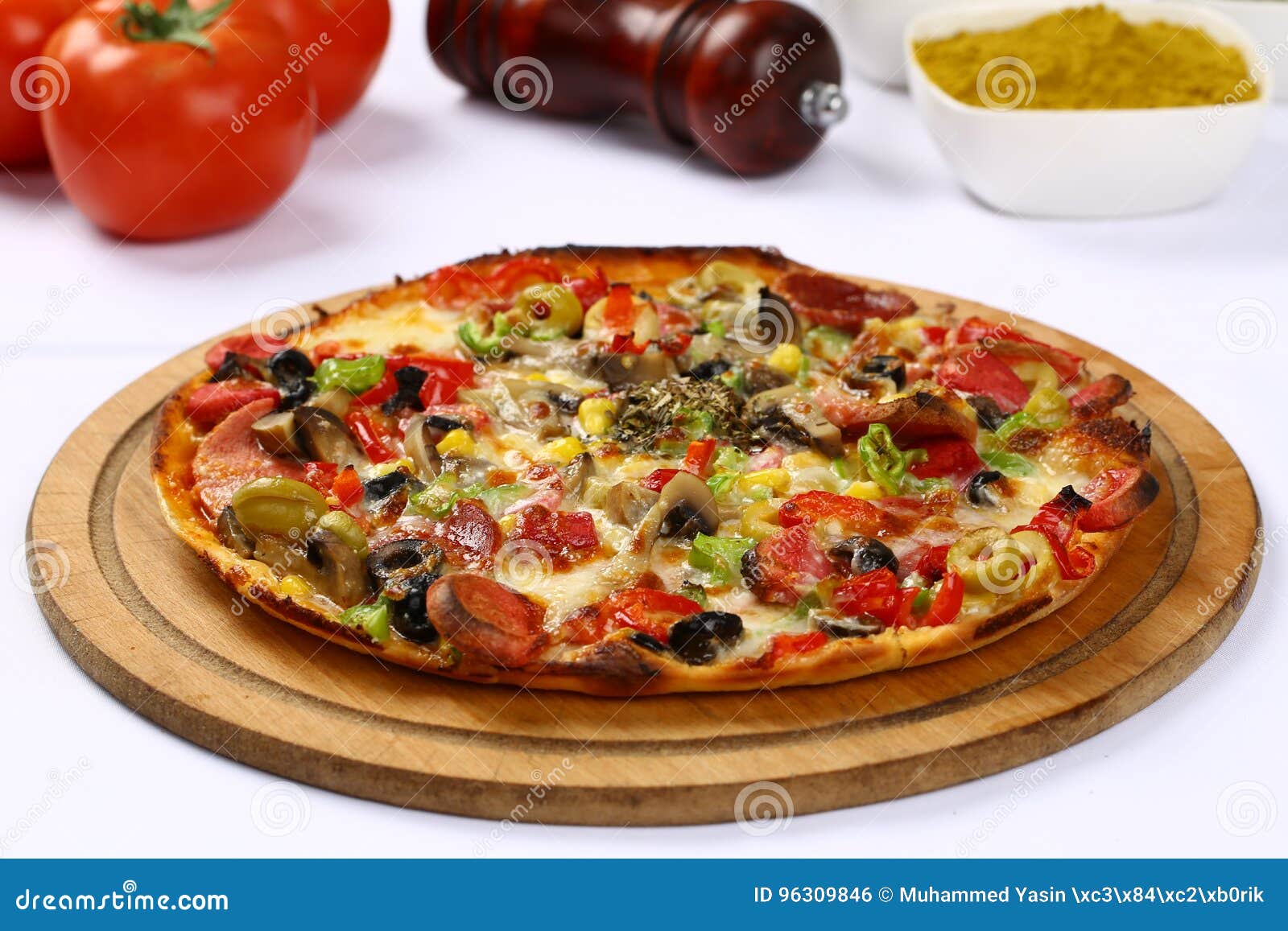 Mixed Pizza stock photo. Image of background, lunch, isolation - 96309846