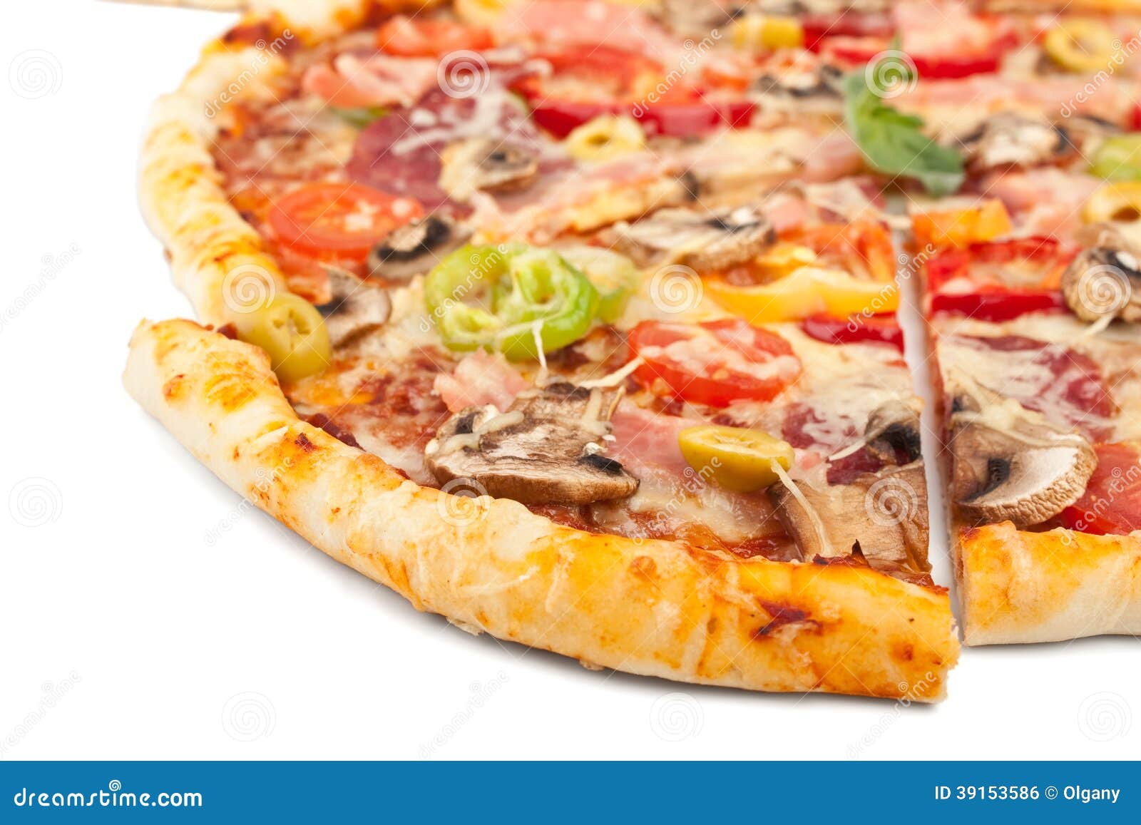 Mixed Pizza Slice Close Up stock photo. Image of dinner - 39153586