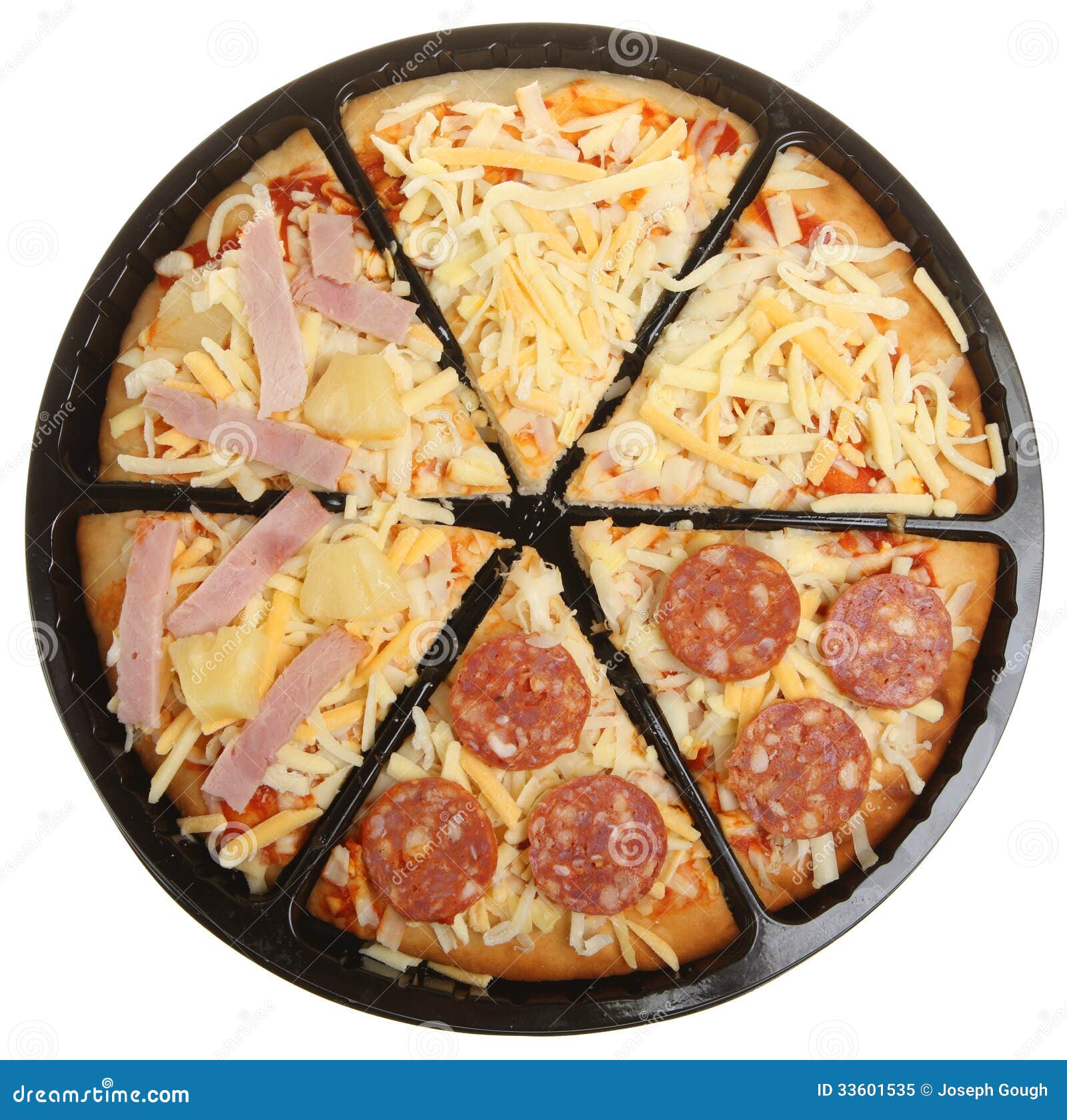 Mixed Pizza Slices, Uncooked in Packaging Stock Image - Image of grated ...