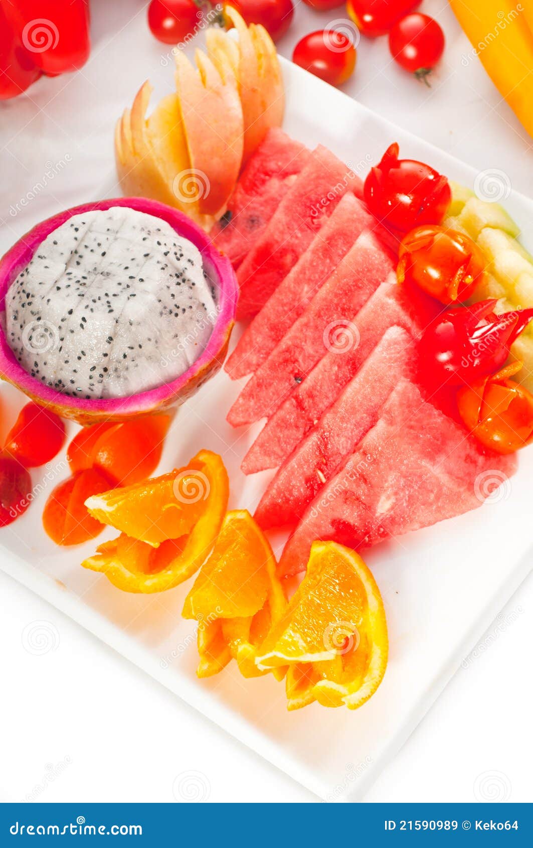 Mixed Plate of Fresh Sliced Fruits Stock Image - Image of health ...