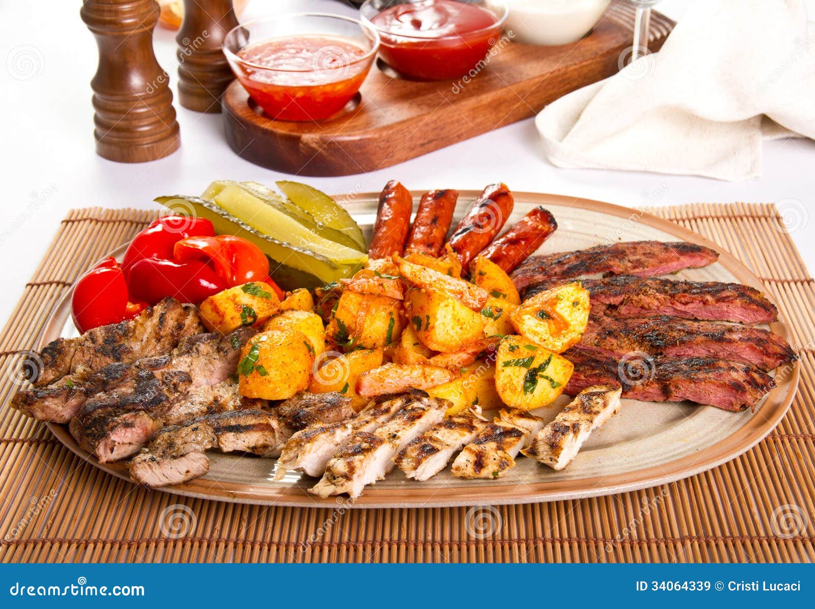 Mixed platter stock image. Image of grilled, plate, meal - 34064339