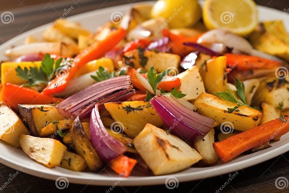 Mixed Platter of Grilled Root Vegetables Stock Image - Image of ...