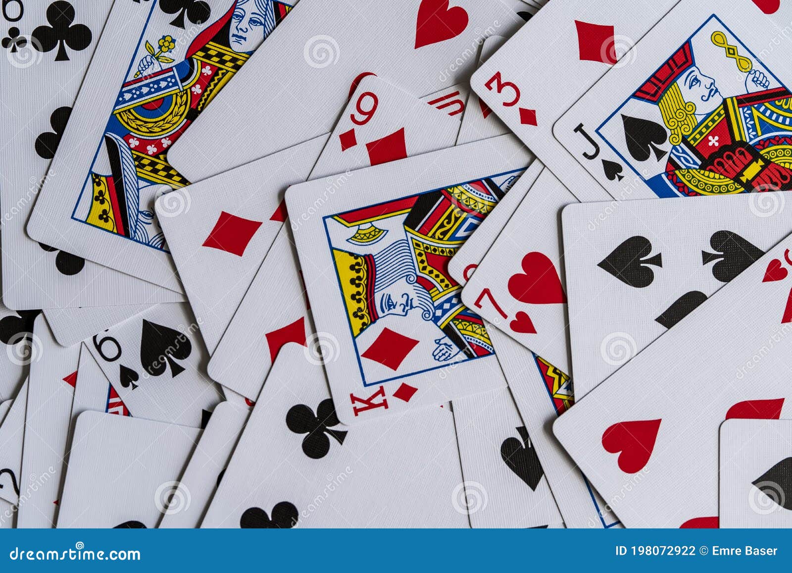 Mixed Playing Cards on a Table Stock Photo - Image of hearts, poker ...