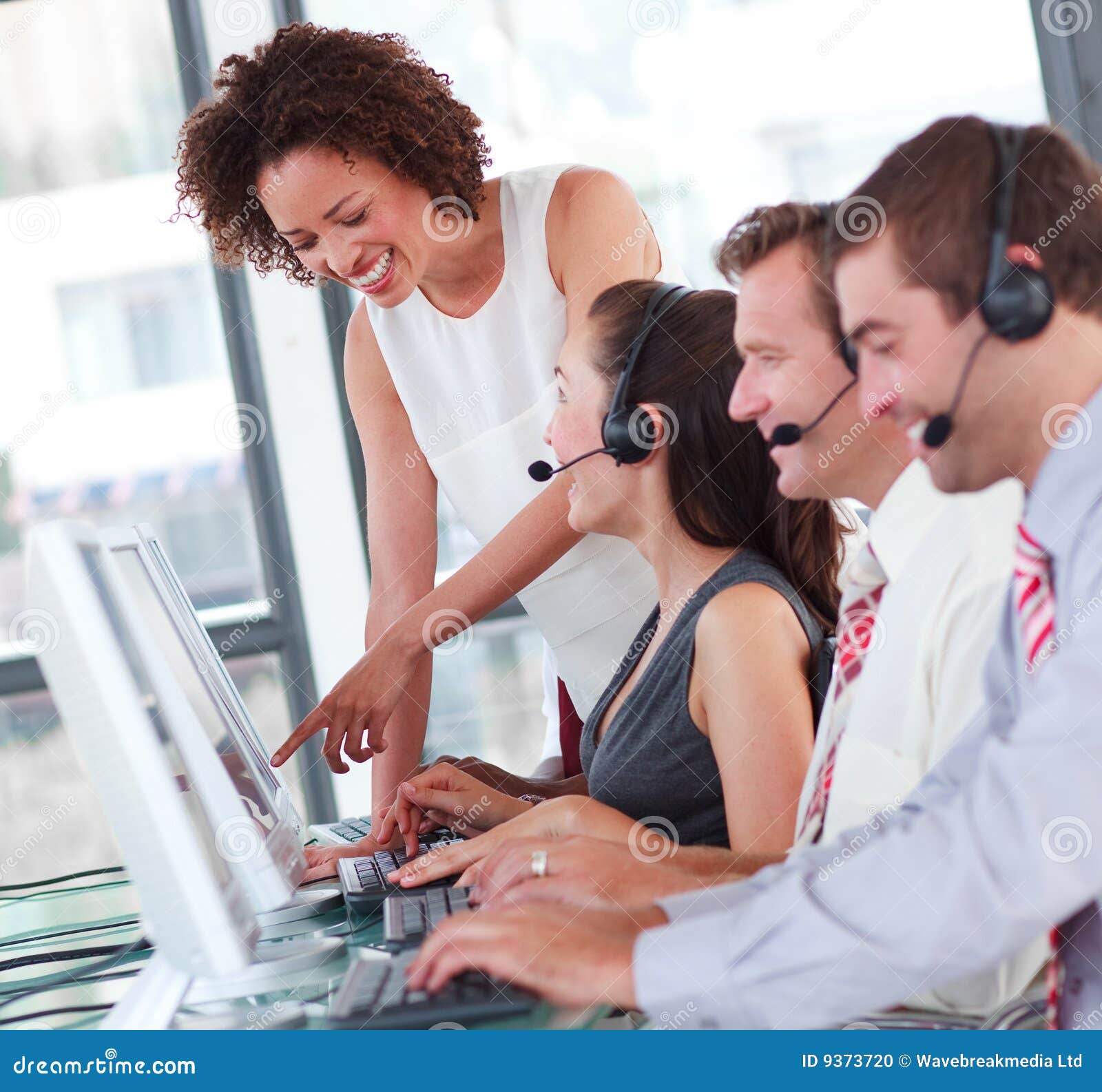 Mixed Race Business Team Interacting Stock Photo - Image of adult ...
